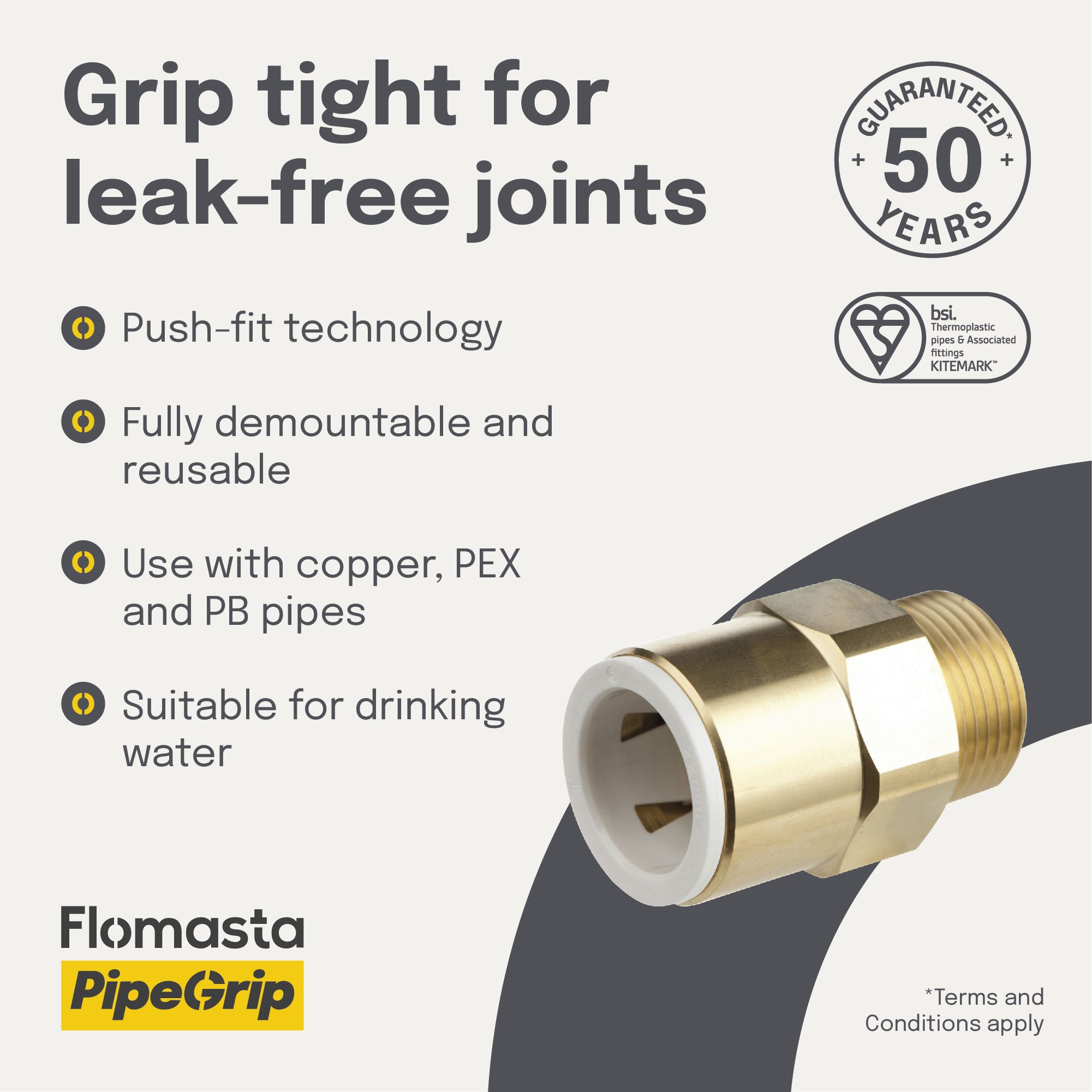Flomasta PPF Male Pipe Coupler Brass 15mm x ½"