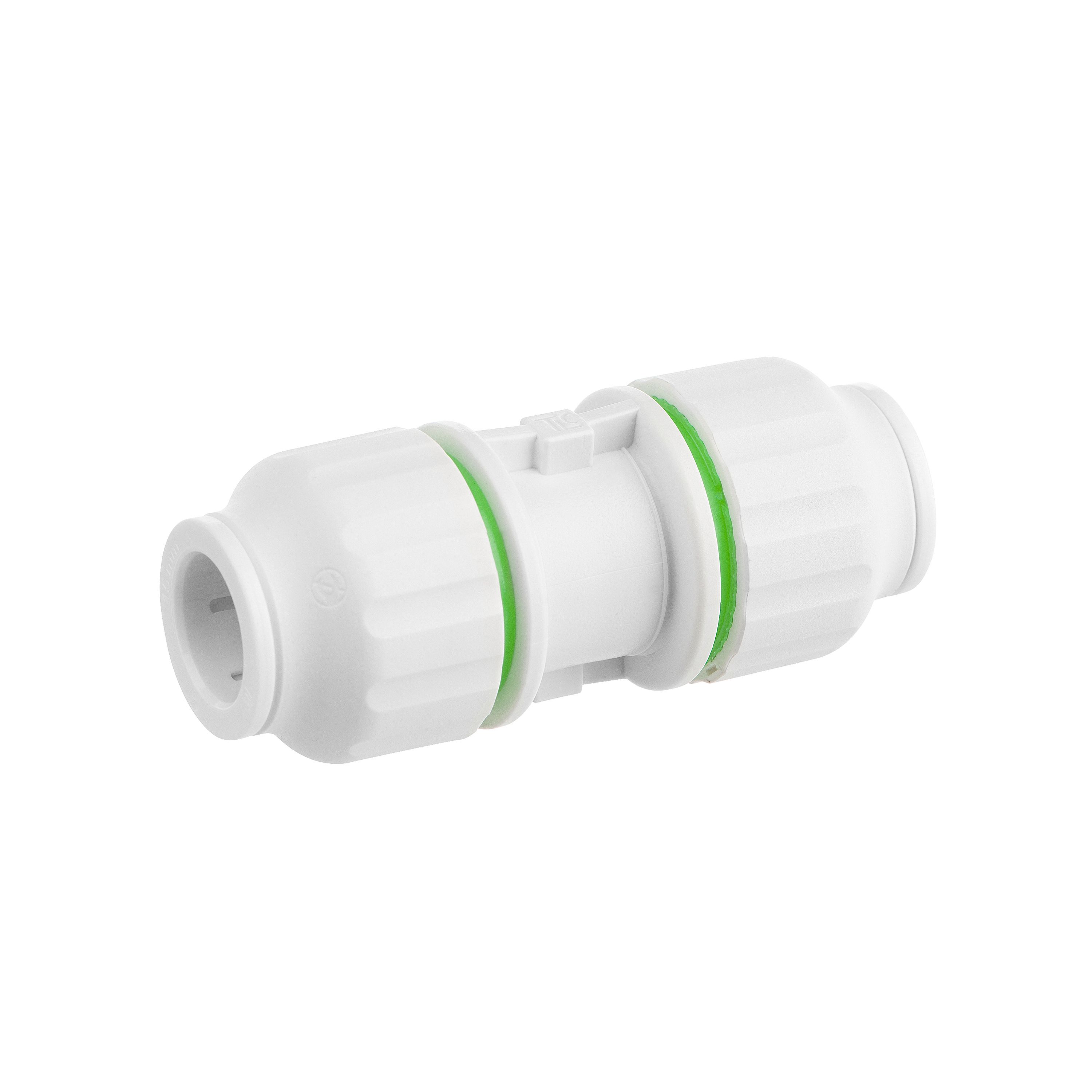 Flomasta Push-fit Equal Pipe fitting coupler (Dia)15mm (Dia)15mm, Pack ...