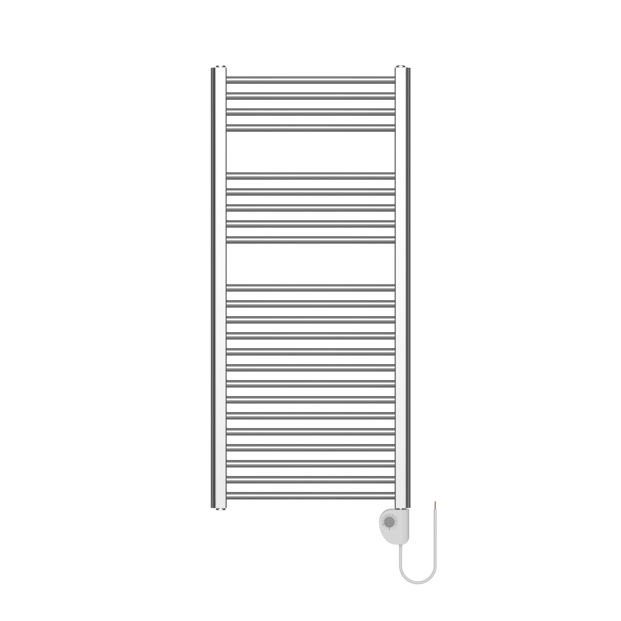 Flomasta Silver Electric Flat Towel warmer (W)500mm x (H)1100mm