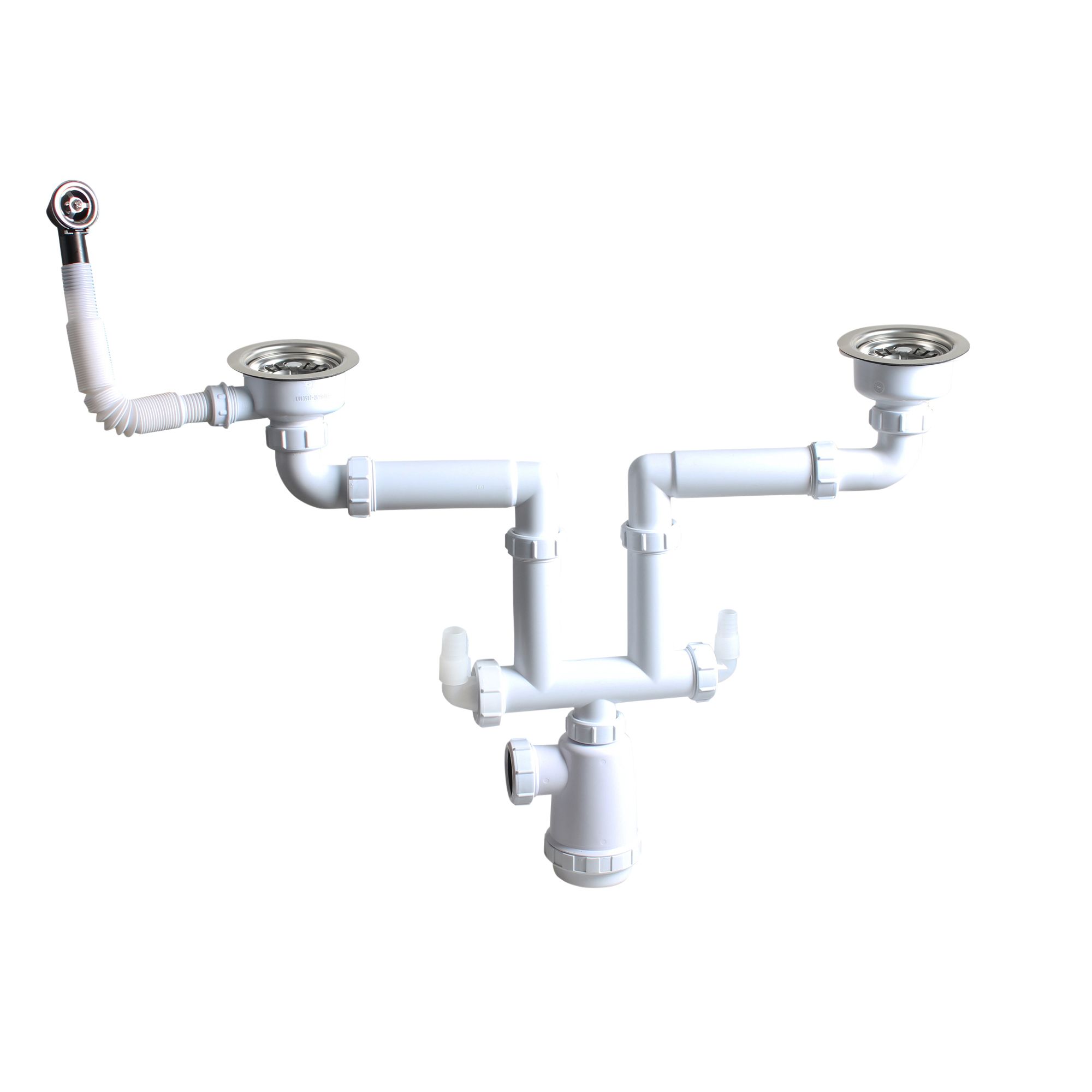 Flomasta Standard Bottle Sink Double bowl Trap With adjustable height ...