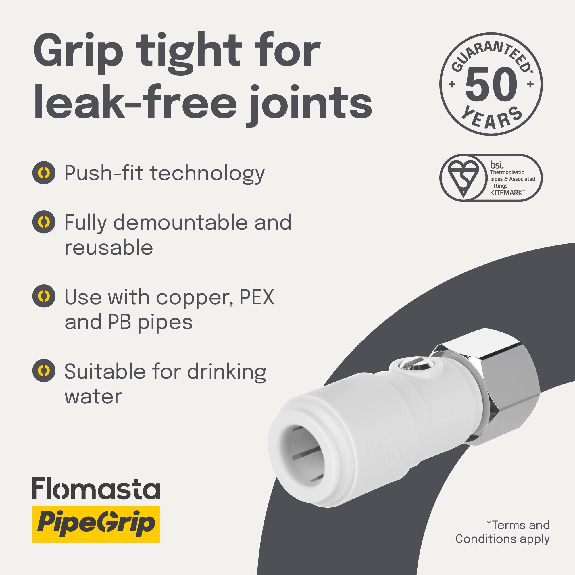 Flomasta Straight Push-fit Service Valve, 26mm x ½"