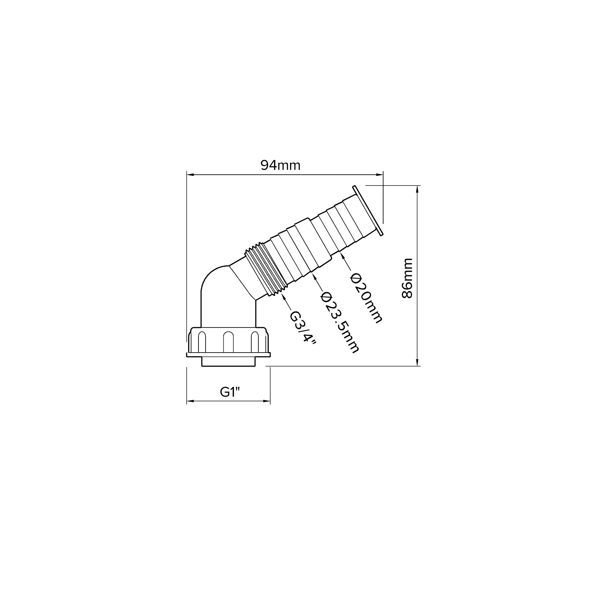 Flomasta Threaded Washing machine Hose connector, 1" x (Dia)23.5mm