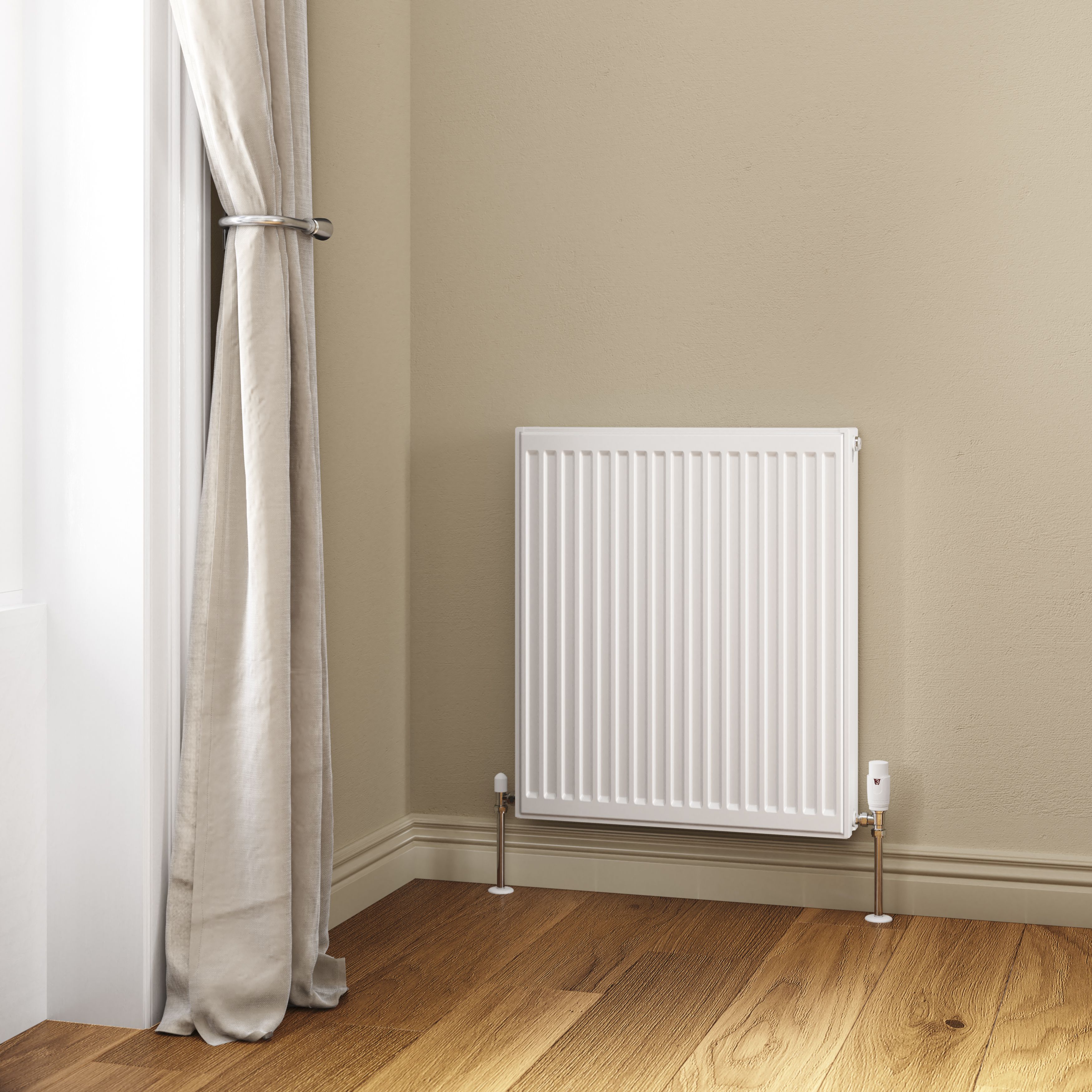 FLOMASTA WHITE TYPE 22 DOUBLE PANEL RADIATOR, (W)600MM X (H)700MM