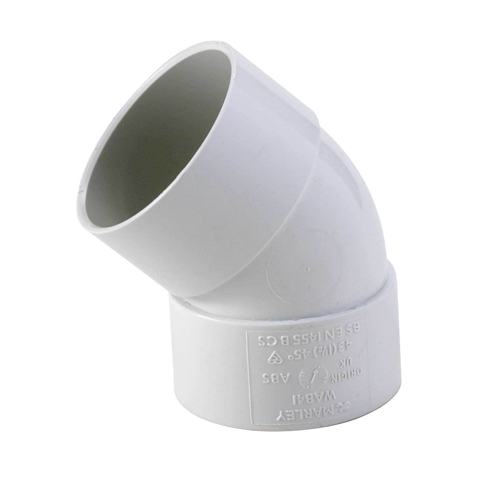 FloPlast 229422 White Solvent weld 45° Waste pipe Bend (Dia)40mm