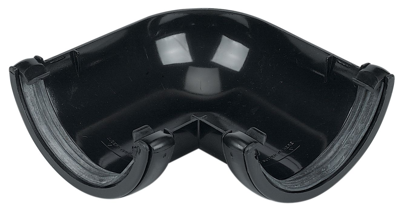 FloPlast Black Round 90° Gutter angle, (Dia)112mm | DIY at B&Q
