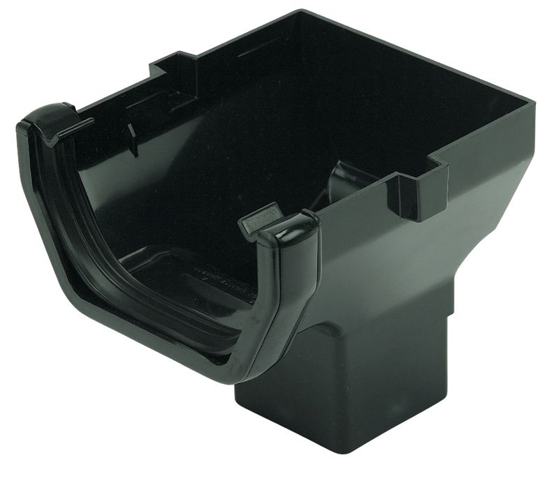 FloPlast Black Square Stop end Gutter outlet, (L)41mm (W)114mm | DIY at B&Q