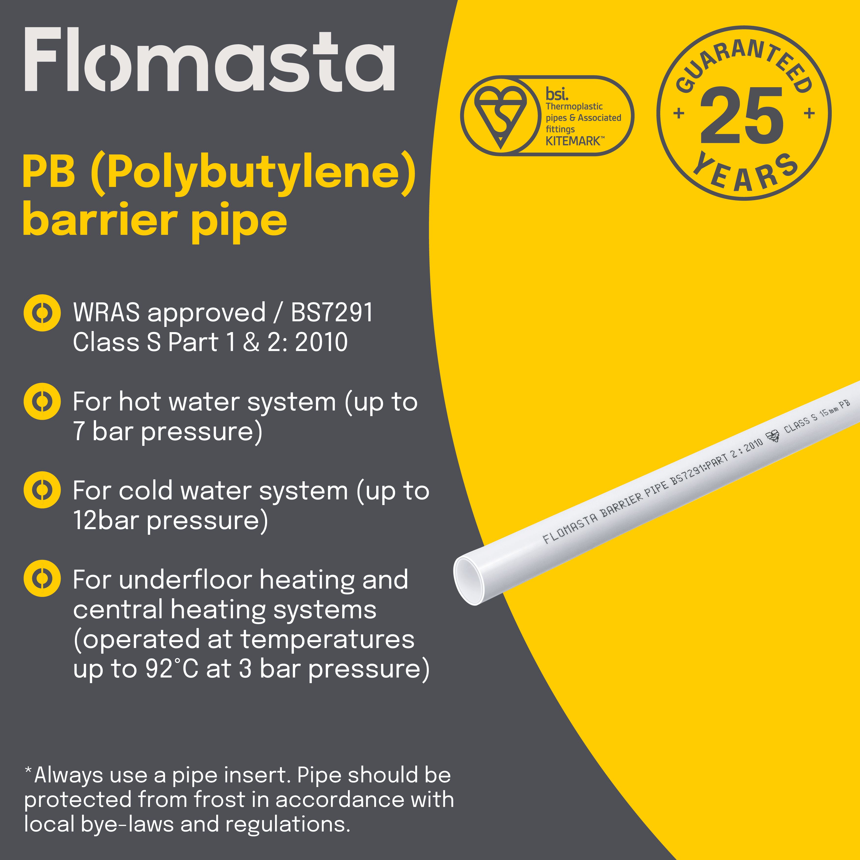 FloPlast Grey Polybutylene (PB) Barrier pipe (L)100m (Dia)15mm