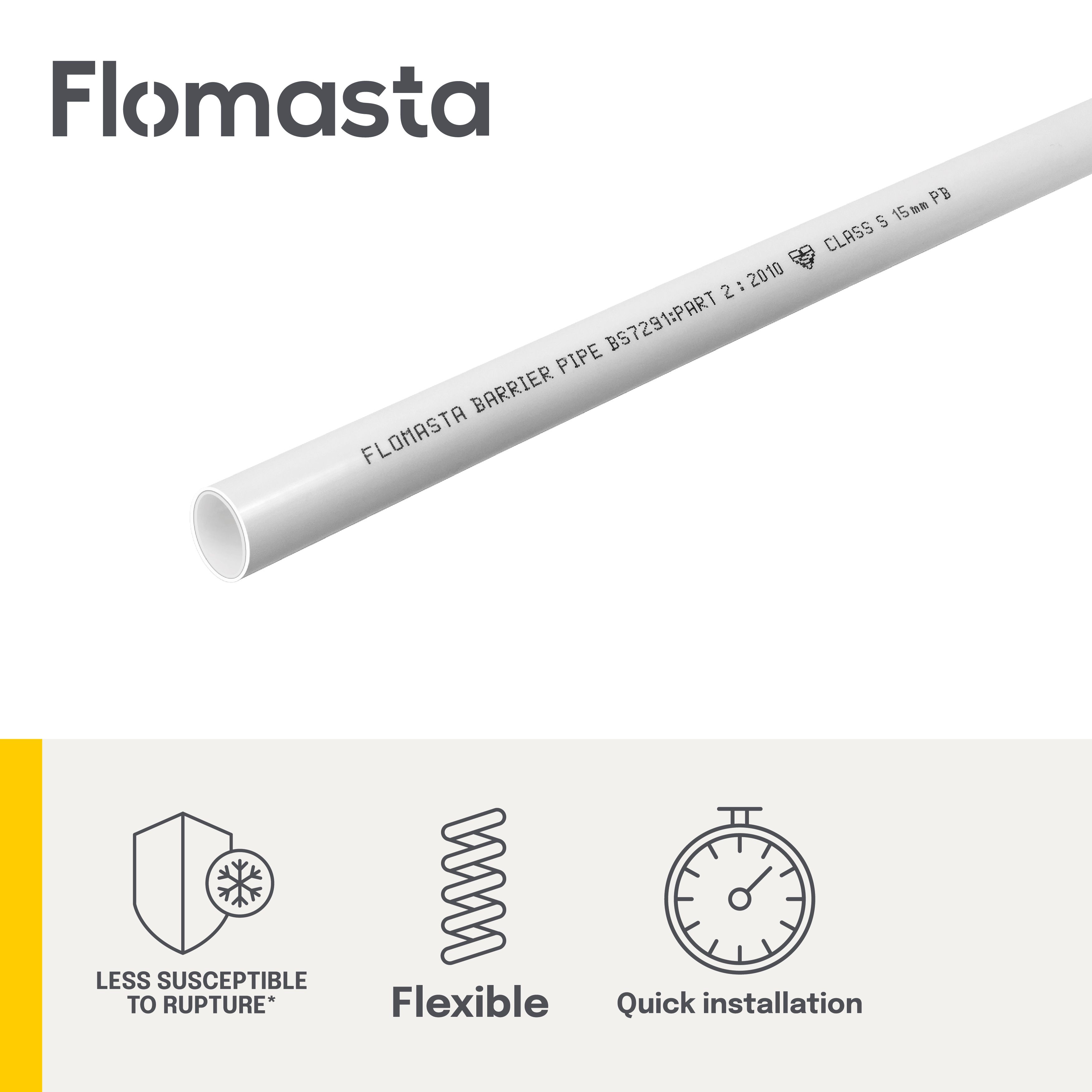 FloPlast Grey Polybutylene (PB) Barrier pipe (L)100m (Dia)15mm