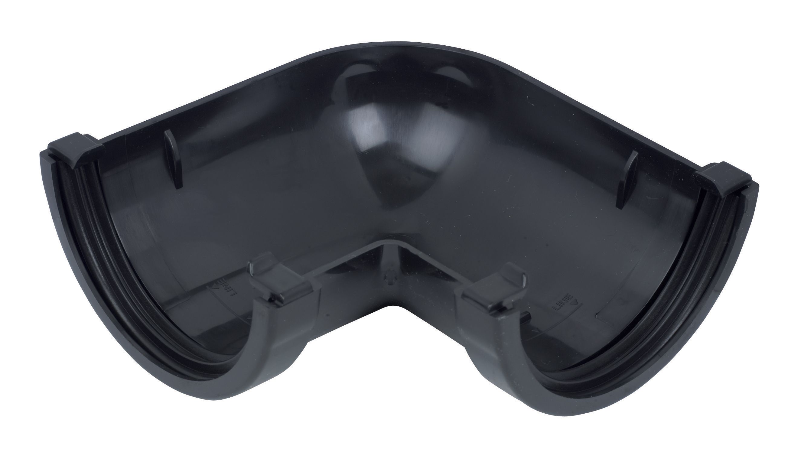 FloPlast Miniflo Black Half round 90° Gutter angle, (Dia)76mm
