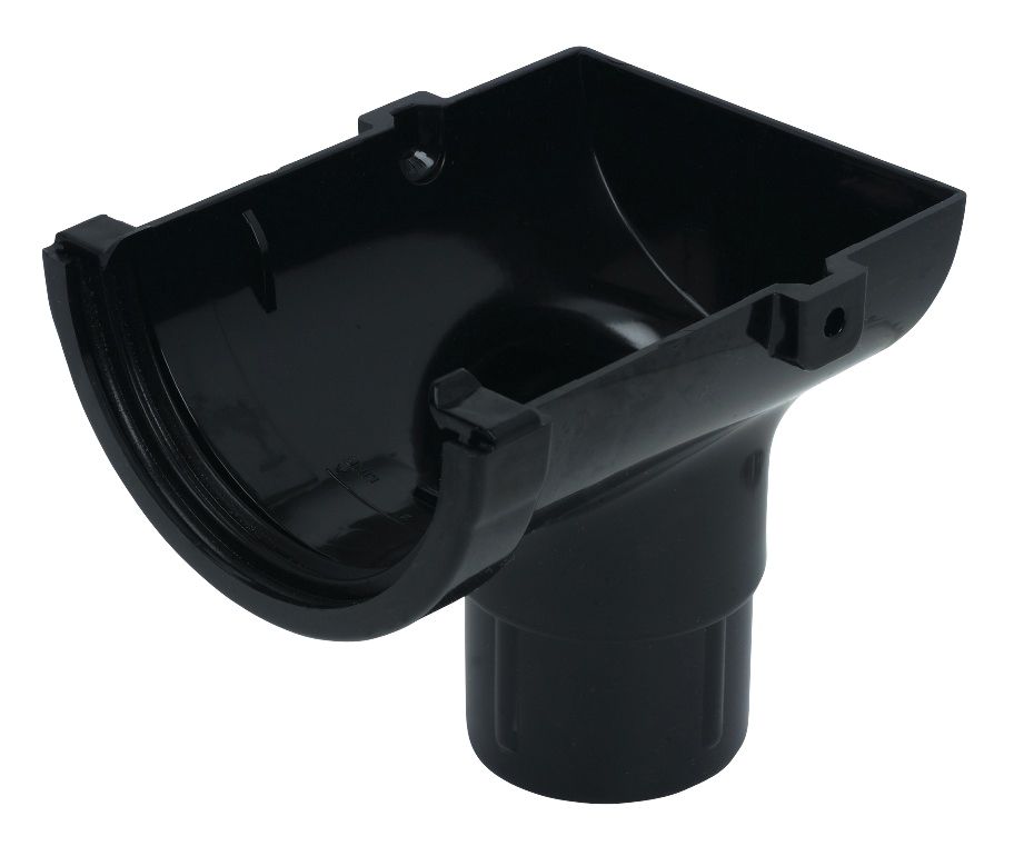 FloPlast Miniflo Black Half round Stop end Gutter outlet, (L)150mm (Dia ...