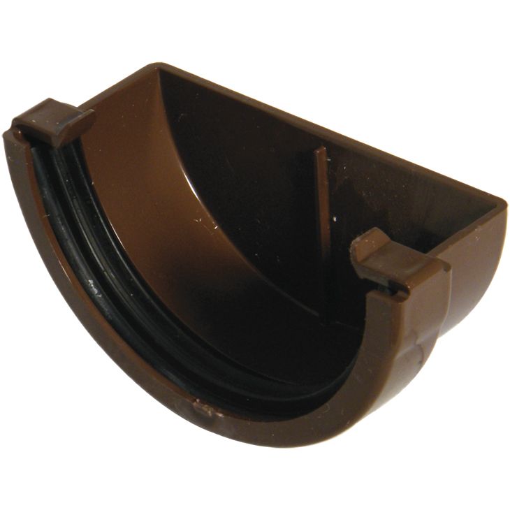 FloPlast Miniflo Brown Half round Gutter stop end, (L)51mm (Dia)76mm (W ...