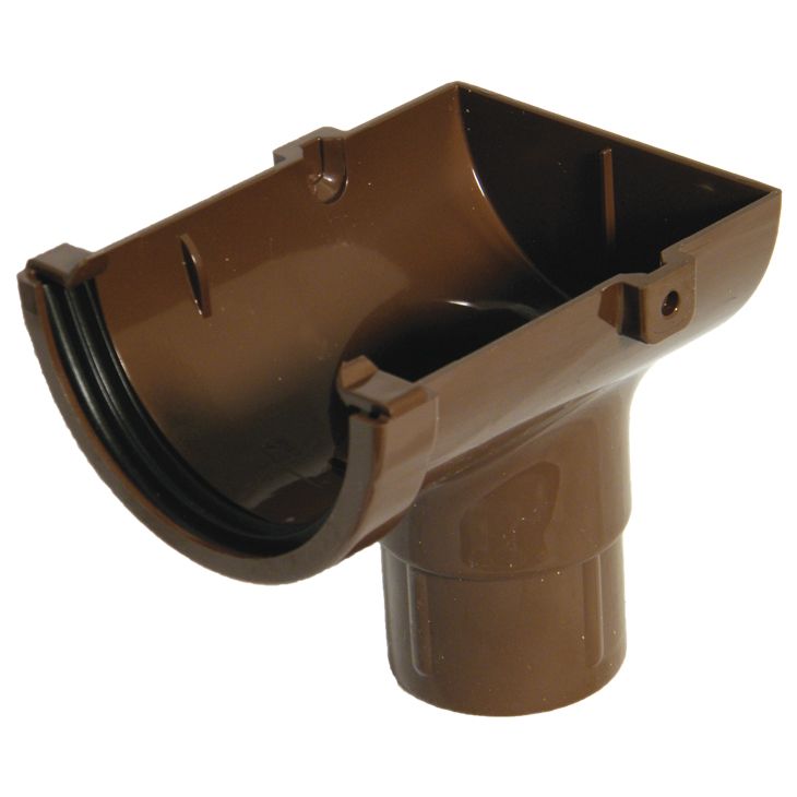 FloPlast Miniflo Brown Half round Stop end Gutter outlet, (L)150mm (Dia ...
