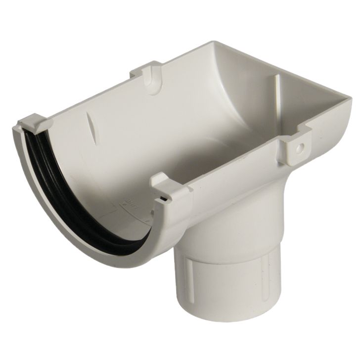 FloPlast Miniflo White Half round Stop end Gutter outlet, (L)150mm (Dia ...