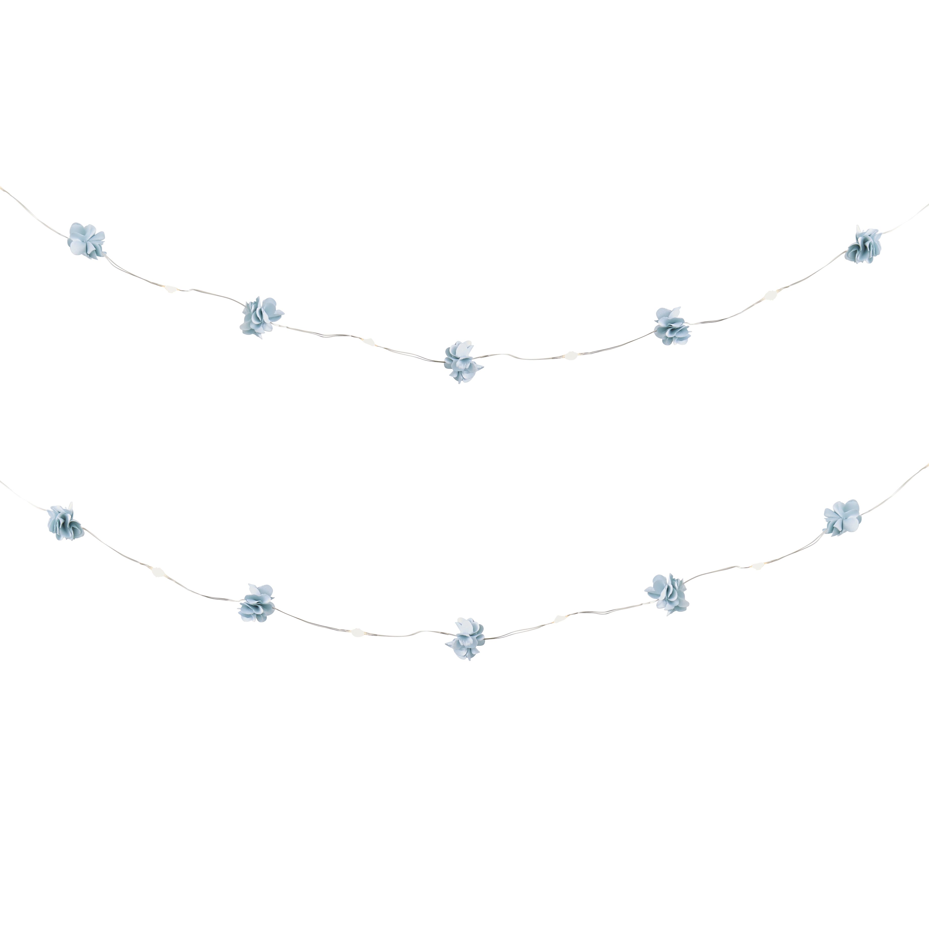 Floral Battery-powered Warm white 10 LED Indoor Light blue String lights
