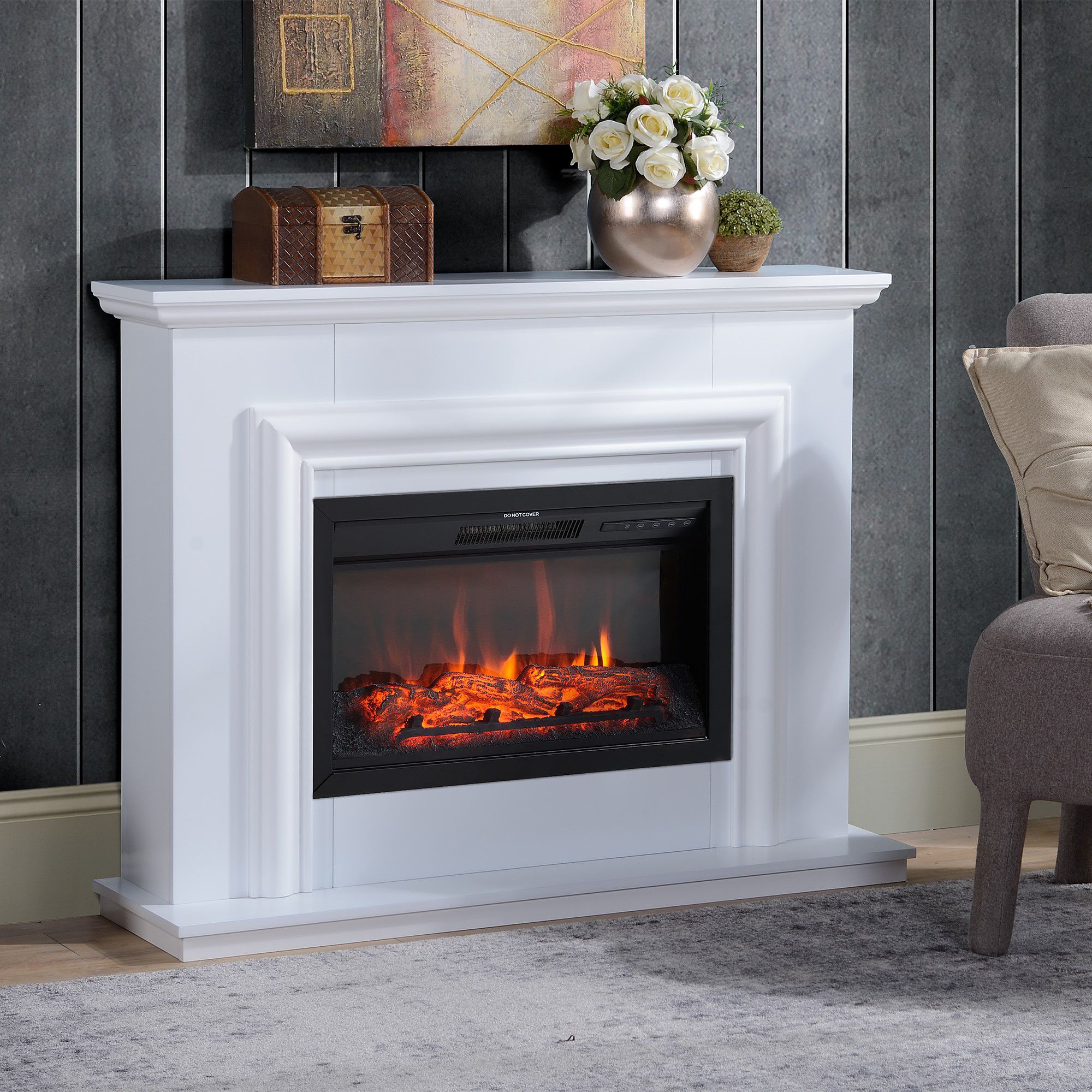 Focal Point Amersham White Freestanding Electric Fire suite