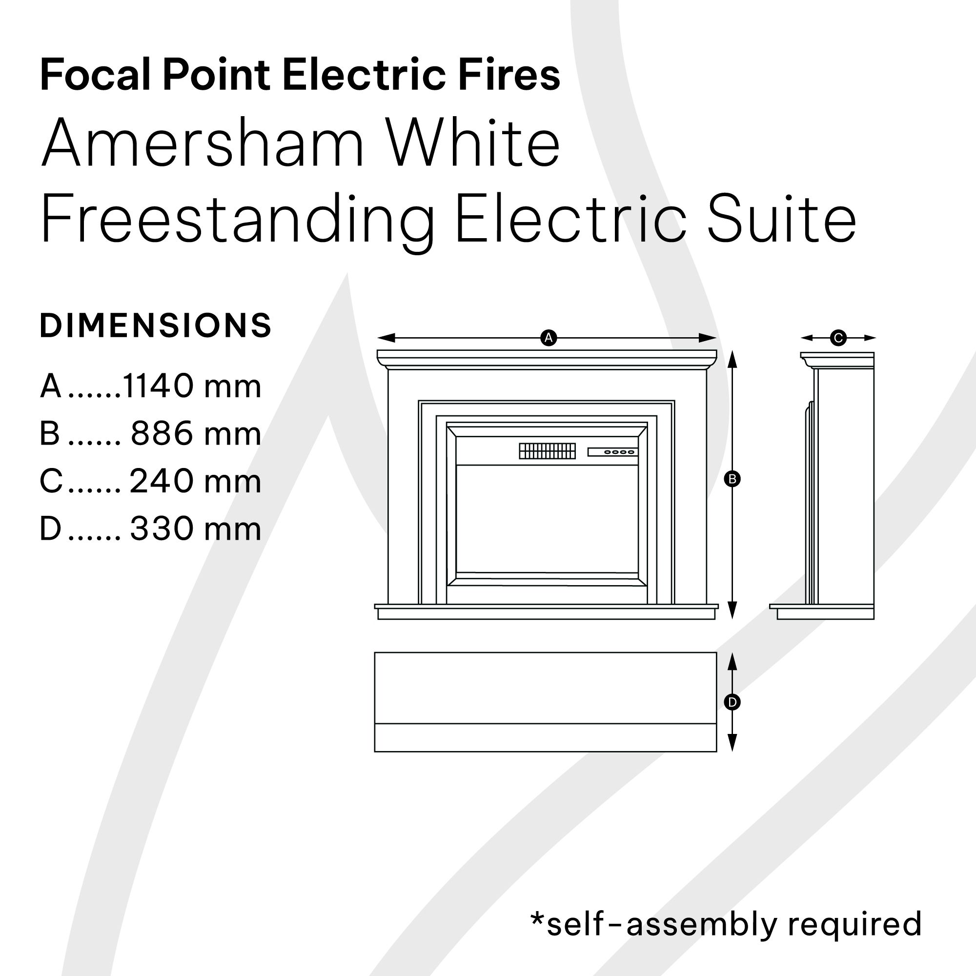 Focal Point Amersham White Freestanding Electric Fire suite