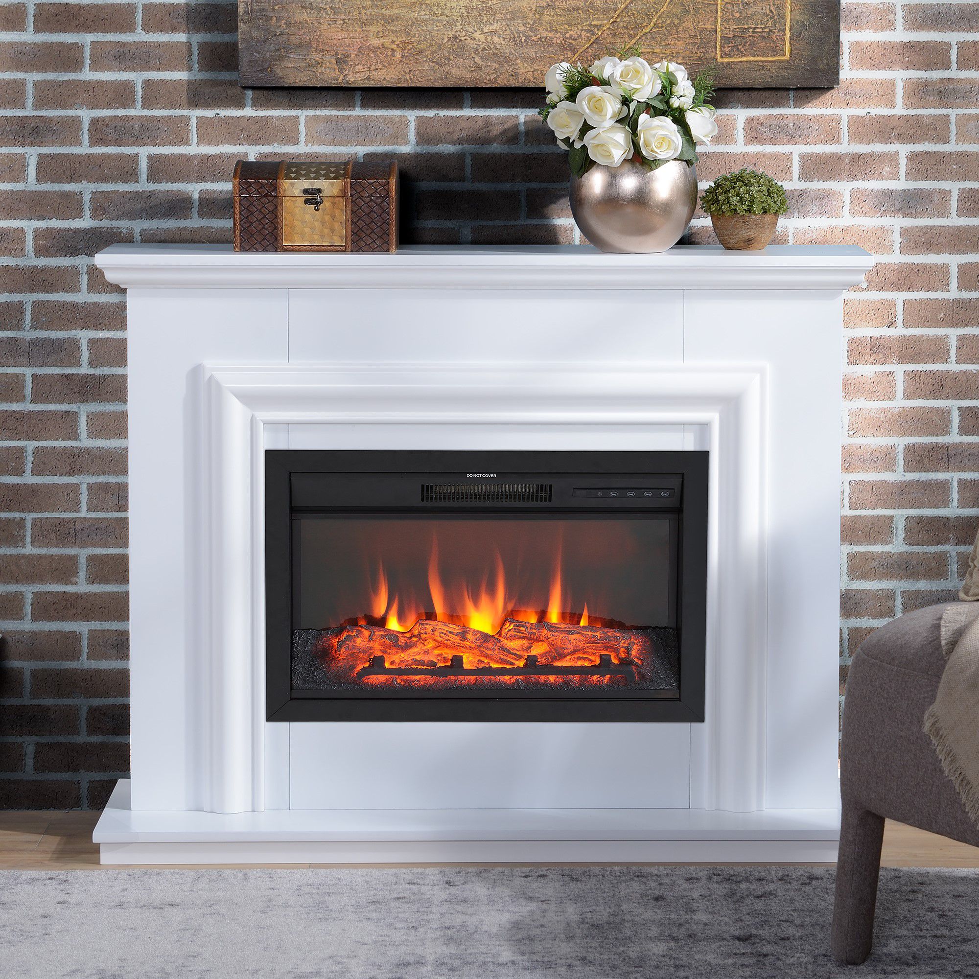 Focal Point Amersham White Freestanding Electric Fire suite