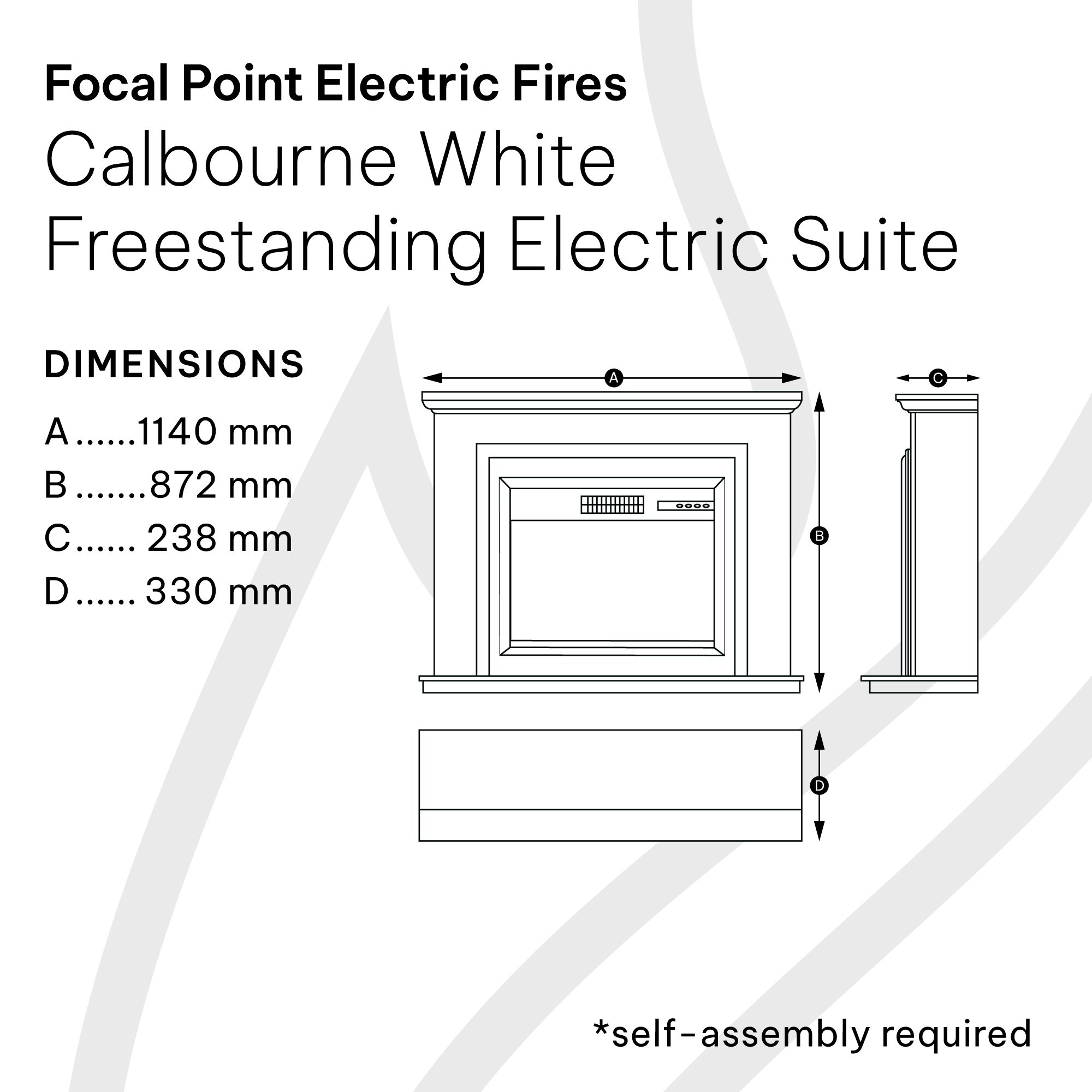 Focal Point Calbourne White Freestanding Electric Fire suite