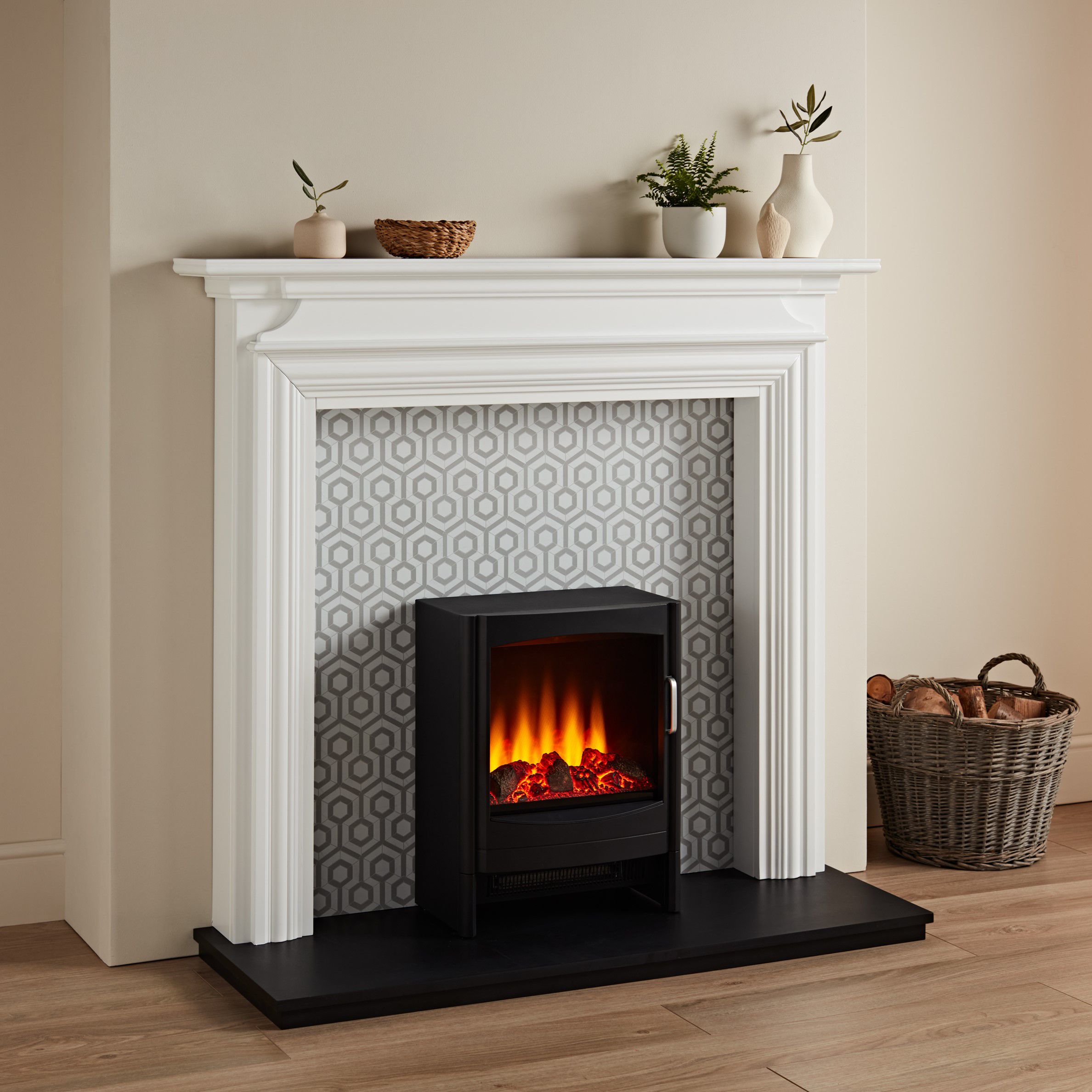 Focal Point Charlottesville White & black MDF Fireplace surround set
