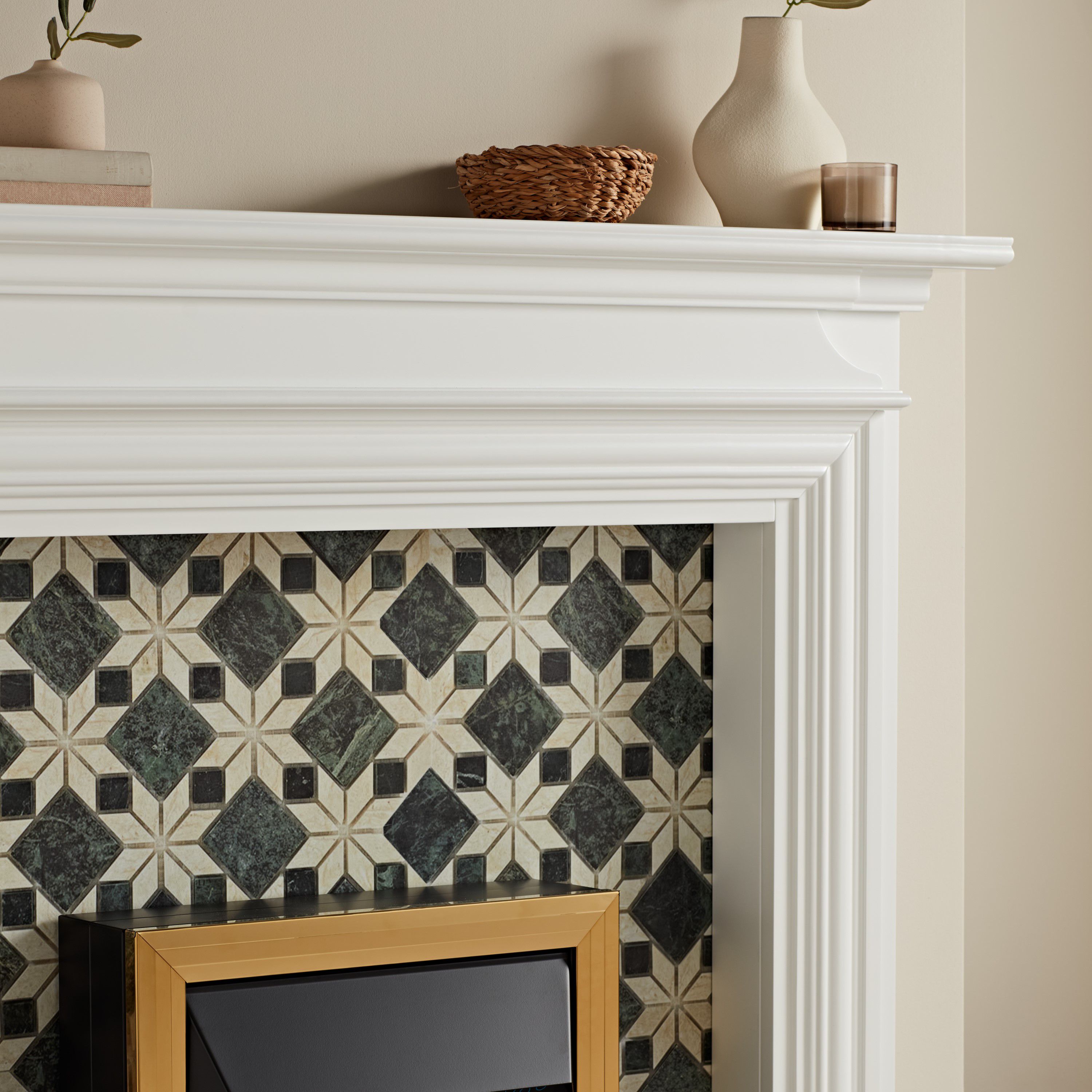 Focal Point Charlottesville White & black MDF Timeless Fireplace ...
