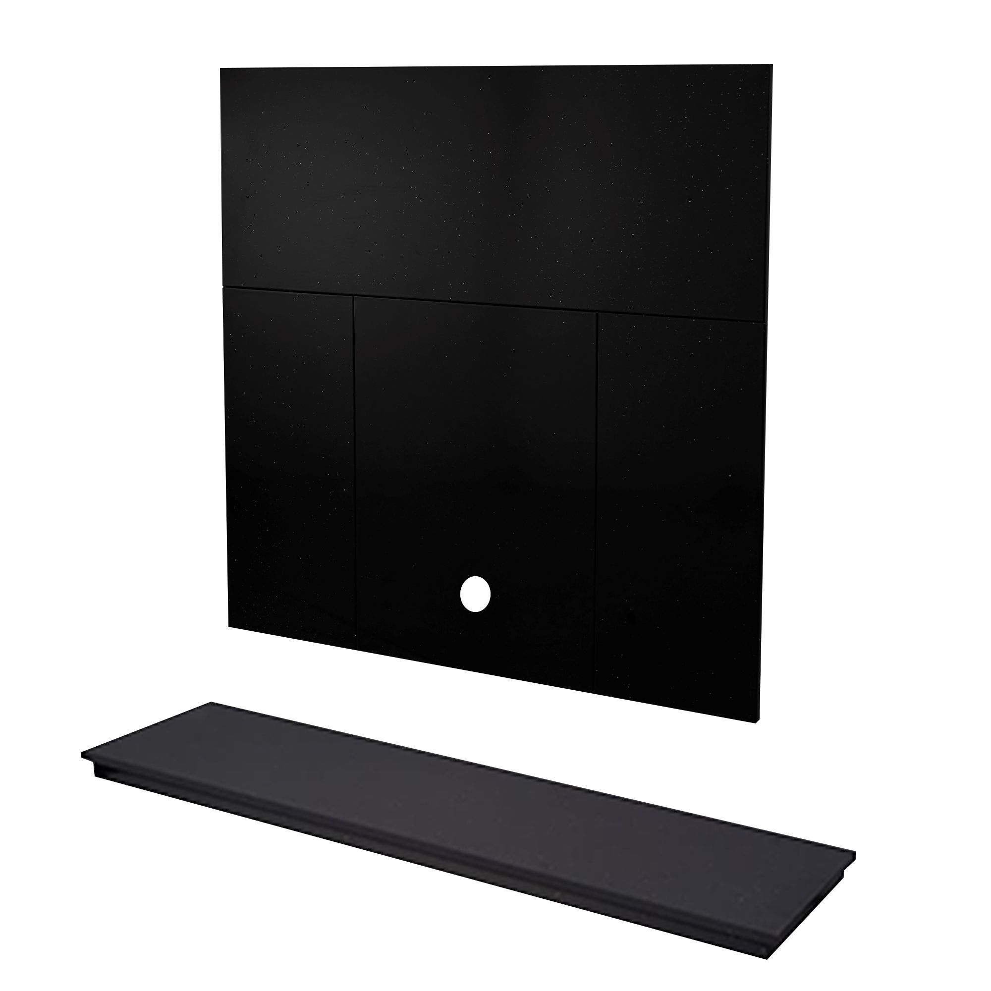 Focal Point Contemporary Granite effect Back panel & hearth (W)1250mm ...