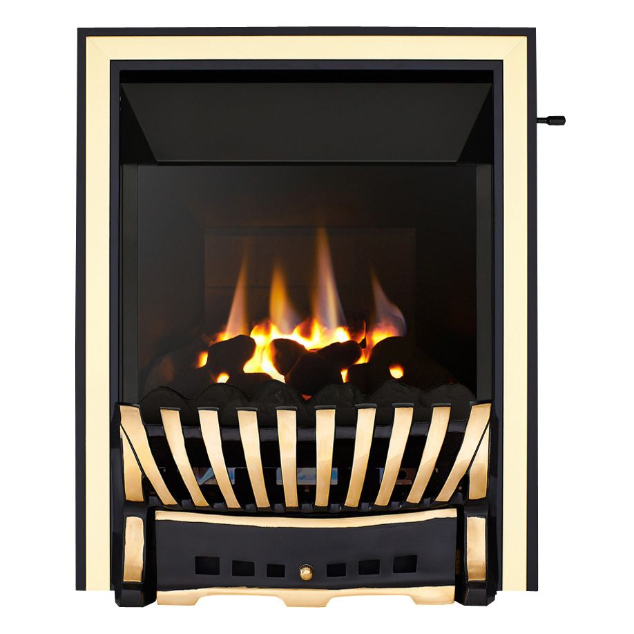 Focal Point Elegance High efficiency Black Brass effect Gas Fire | DIY ...