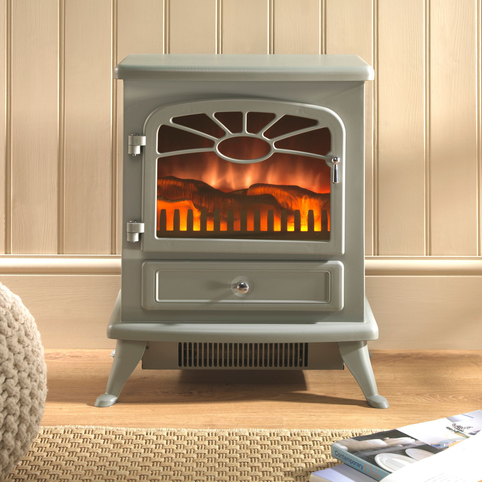 Focal Point ES 2000 Traditional 1.8kW Matt Grey Electric Stove | DIY at B&Q