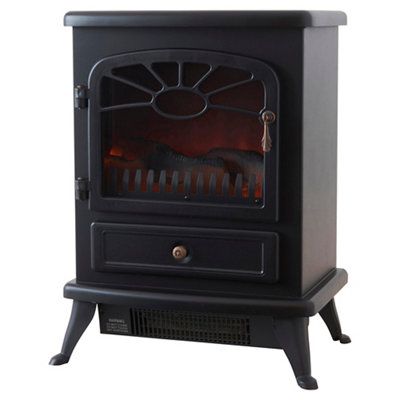 Focal Point ES 2000 Traditional Matt Black Electric Stove | DIY at B&Q