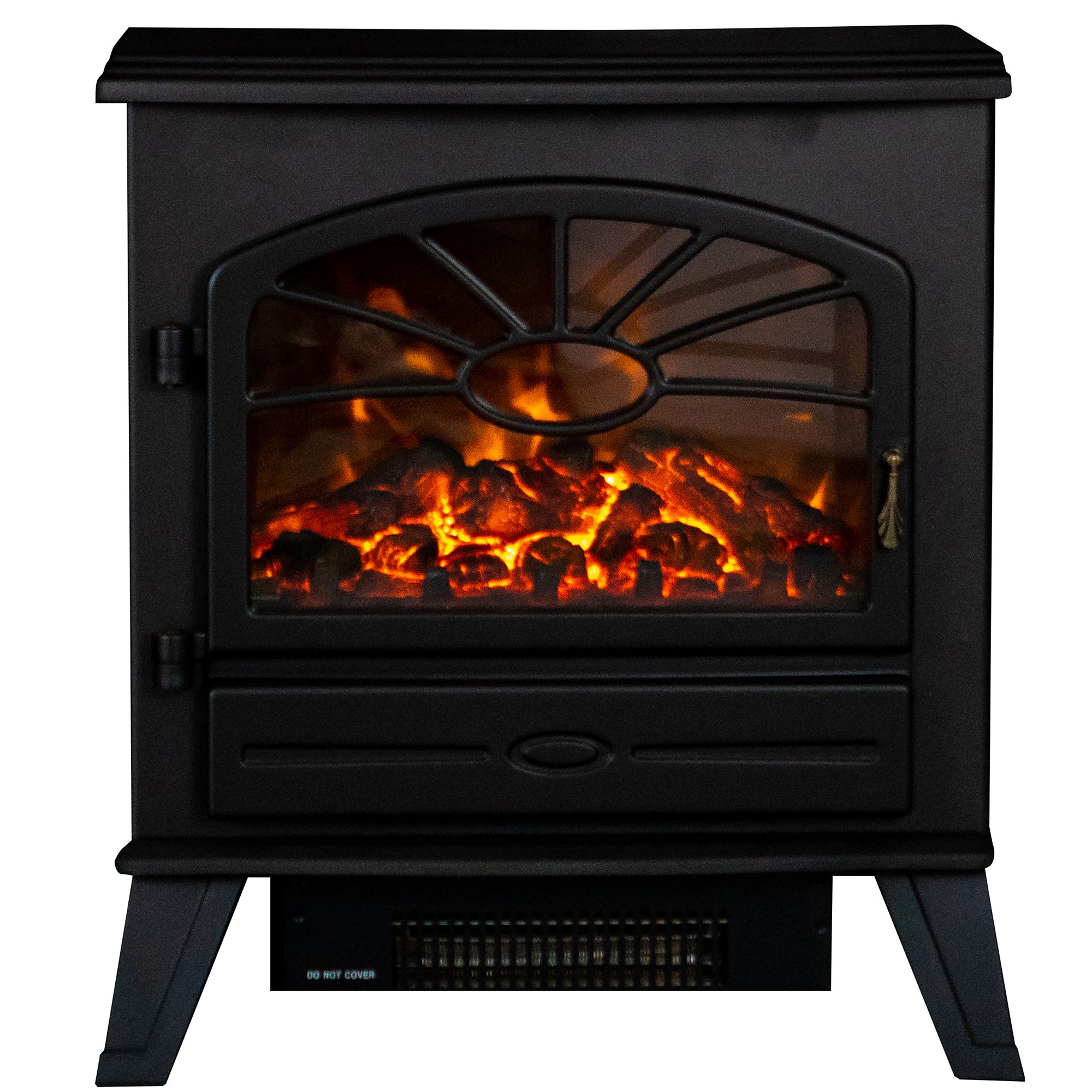 Focal Point ES3000 1.8kW Matt Black Cast iron effect Electric Stove (H ...