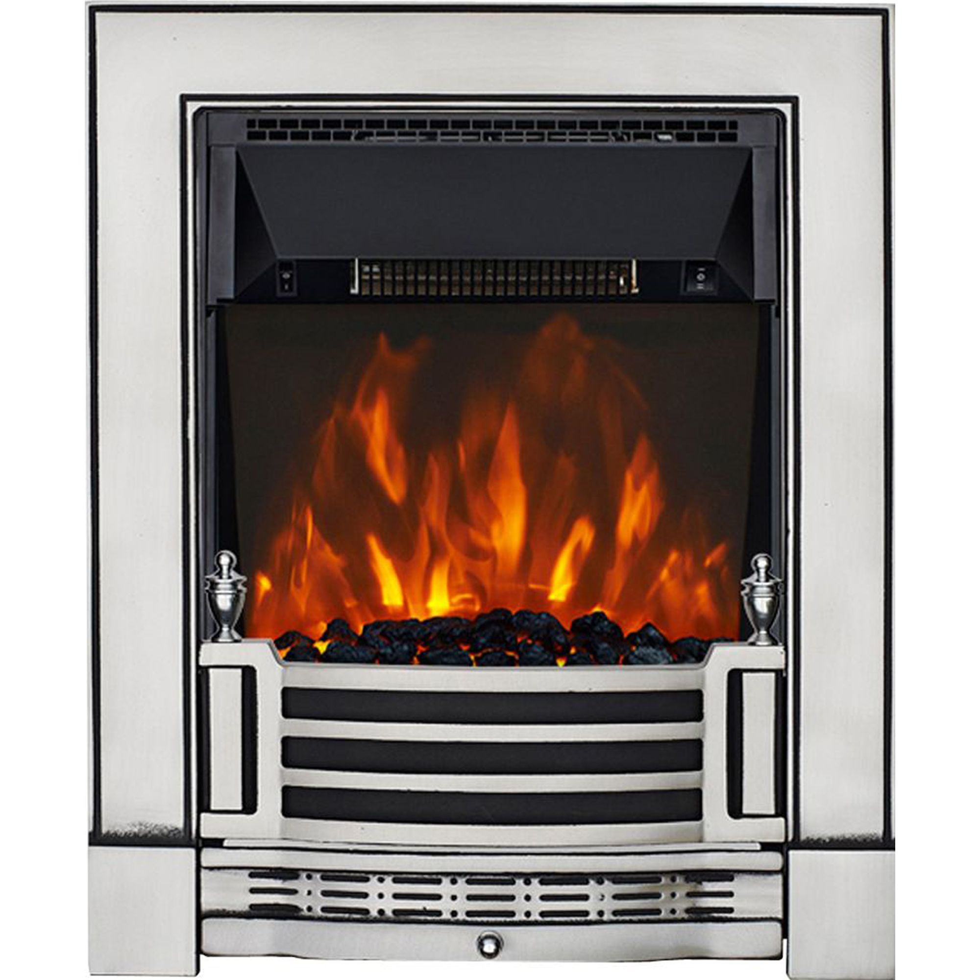 Focal Point Finsbury 2kW Chrome effect Inset Electric Fire (H)555mm (W ...