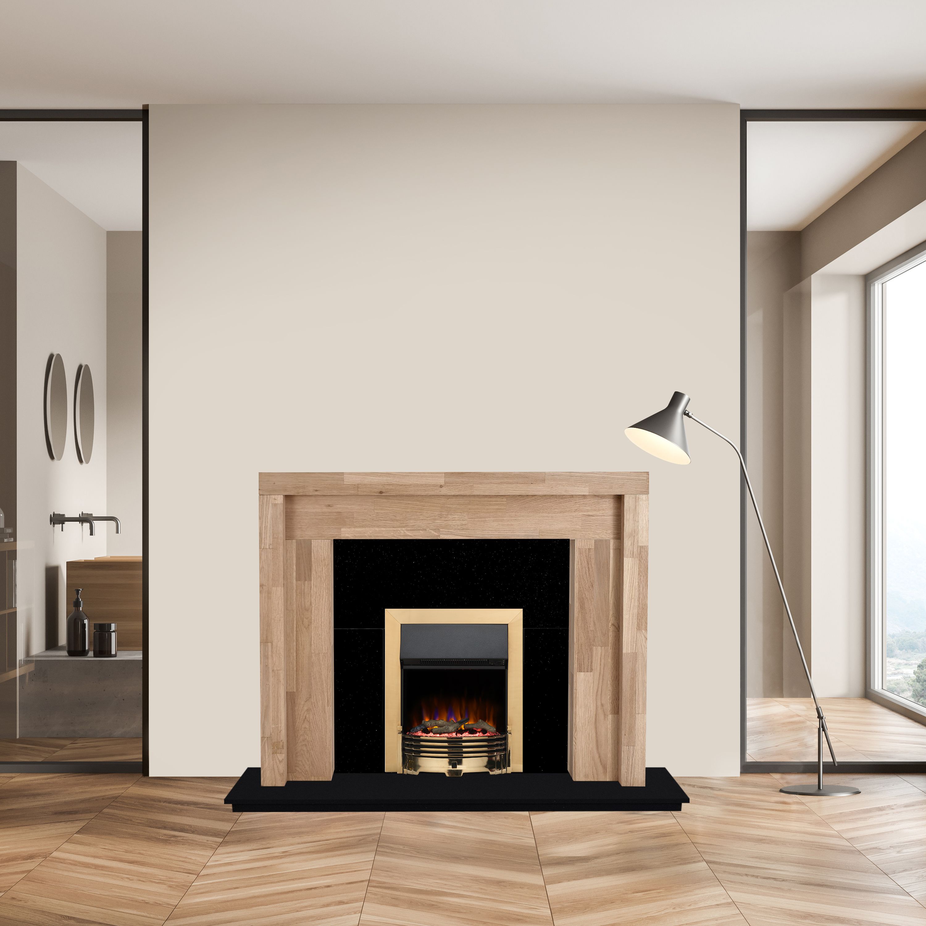 Focal Point Firbeck Oak effect Medium-density fibreboard (MDF) Fire ...
