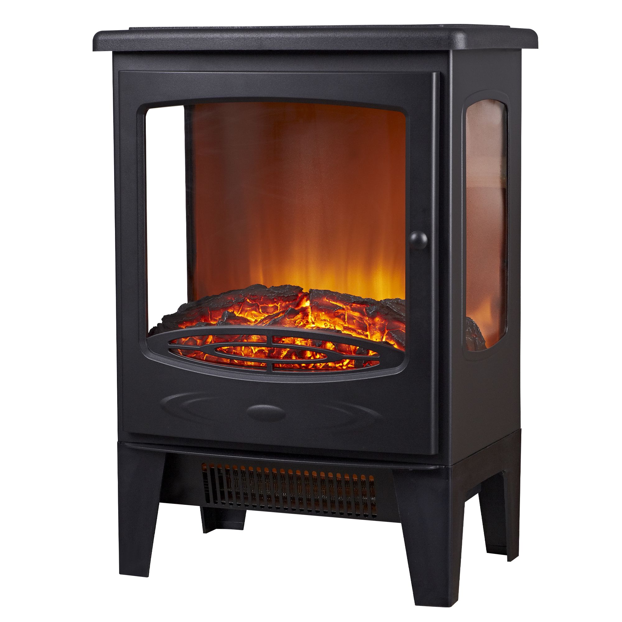 Focal Point Malmo 1.8kW Matt Black Cast iron effect Electric Stove (H ...
