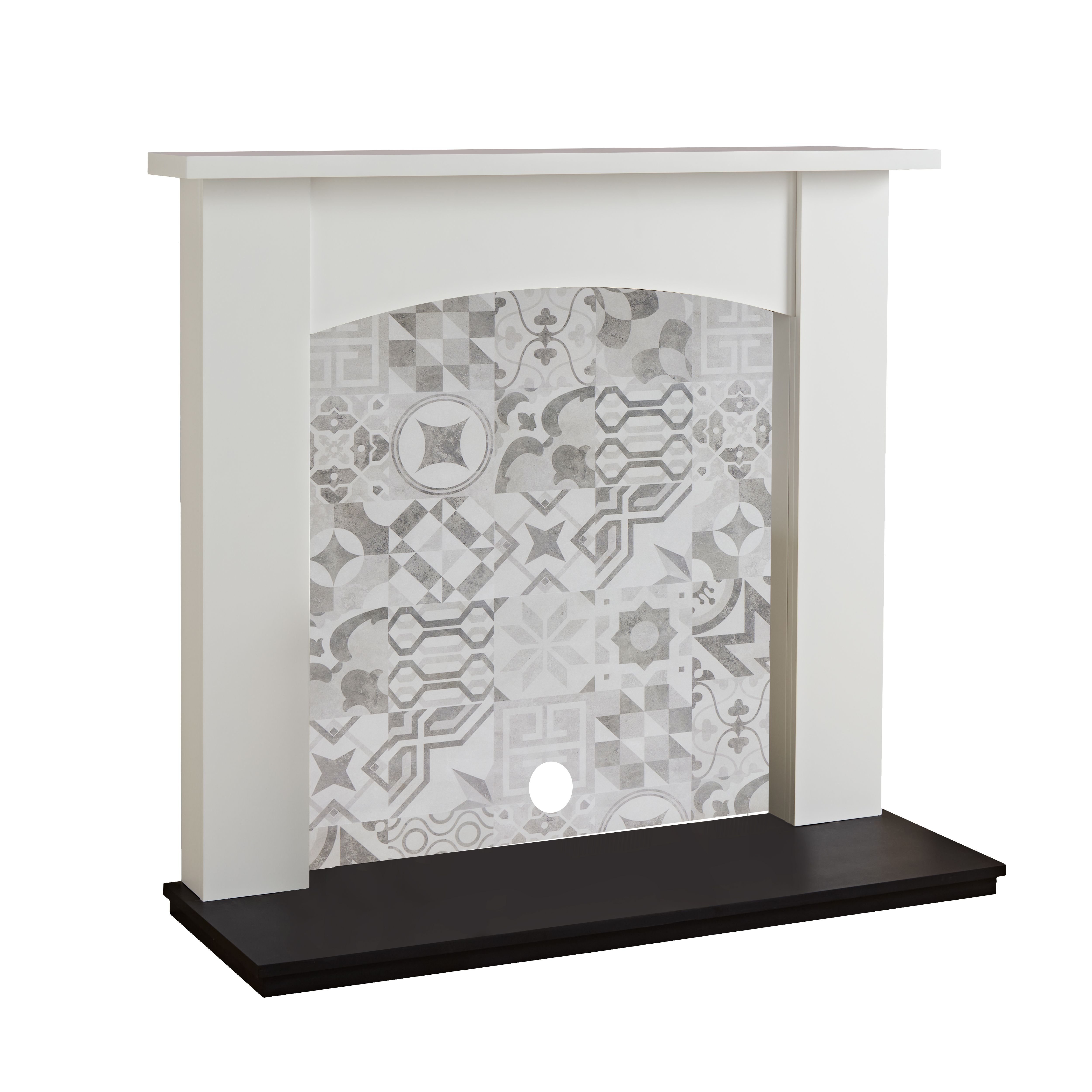 Focal Point Nebraska White & black MDF Artisian Fireplace surround set ...
