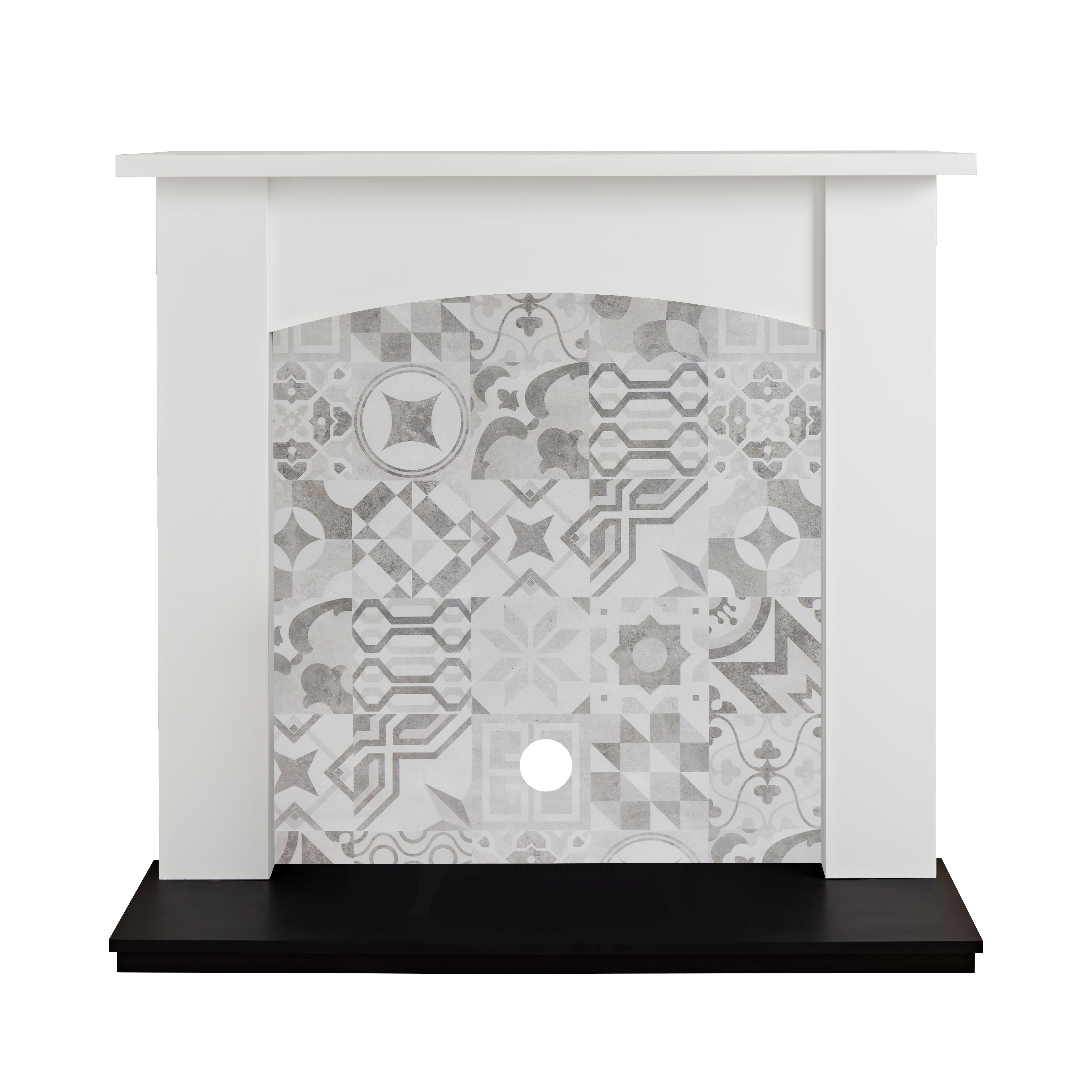 Focal Point Nebraska White & black MDF Artisian Fireplace surround set