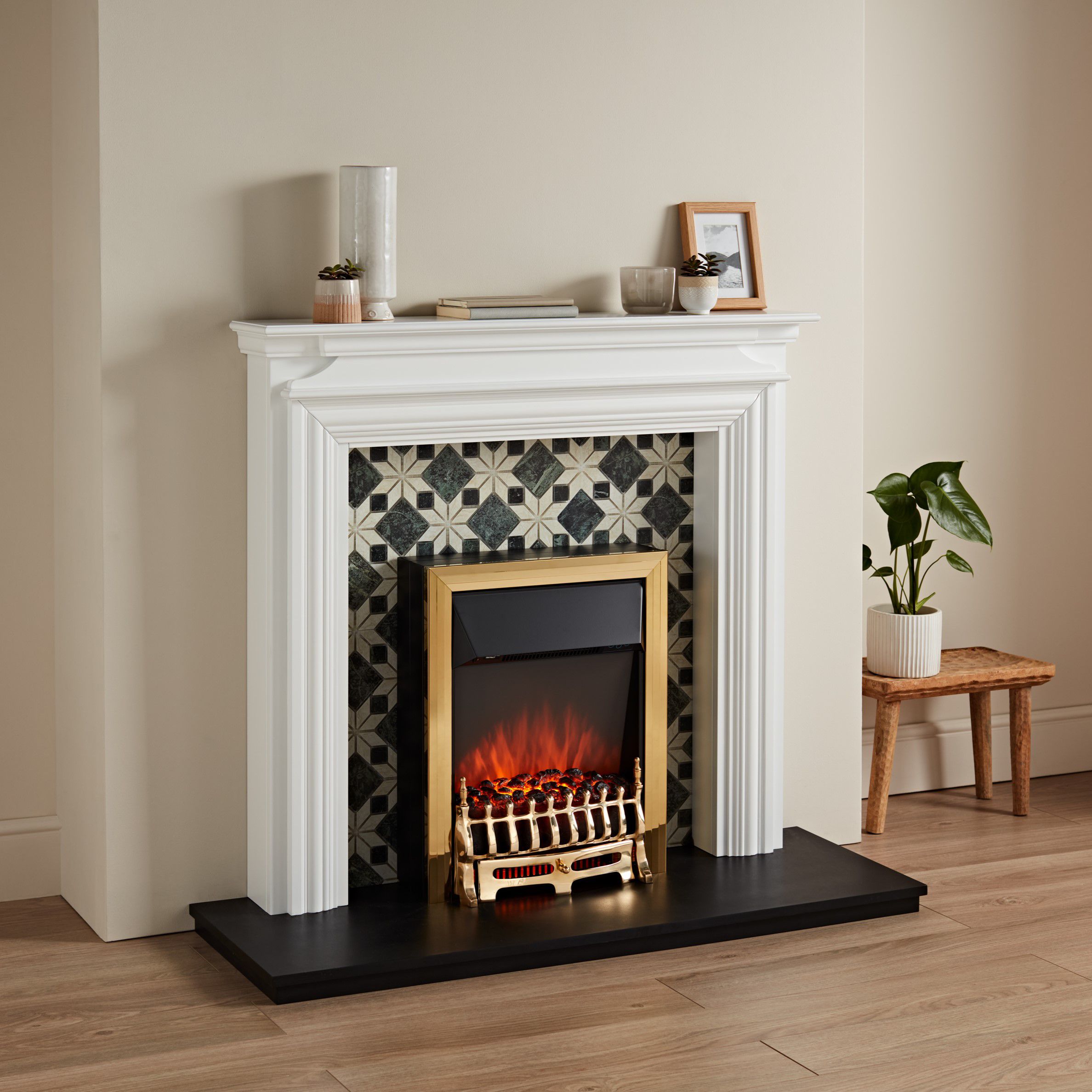 Focal Point Regent White & black MDF Timeless Fireplace surround set