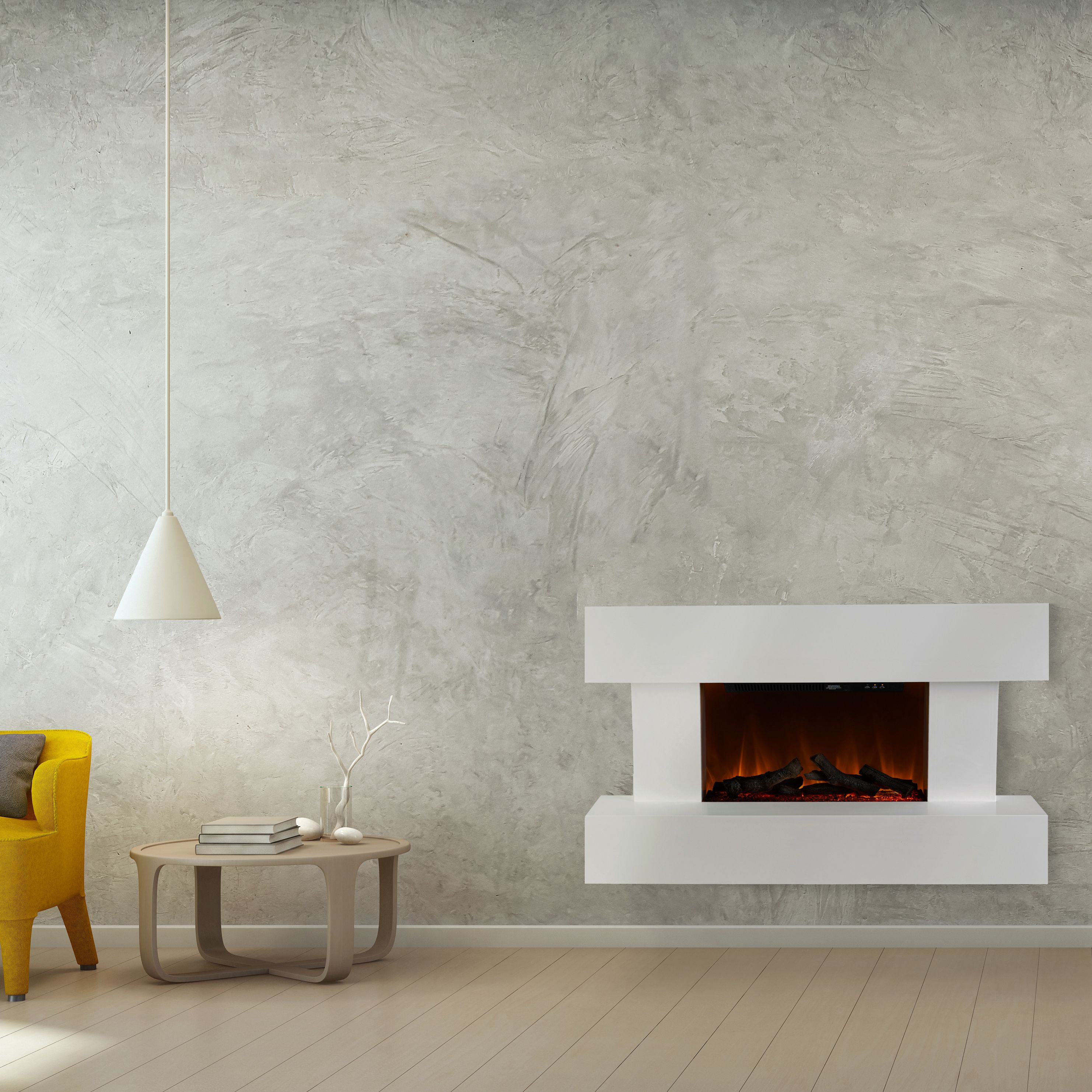 Focal Point Rivenhall 2kW Gloss White Wall-mounted Electric Fire