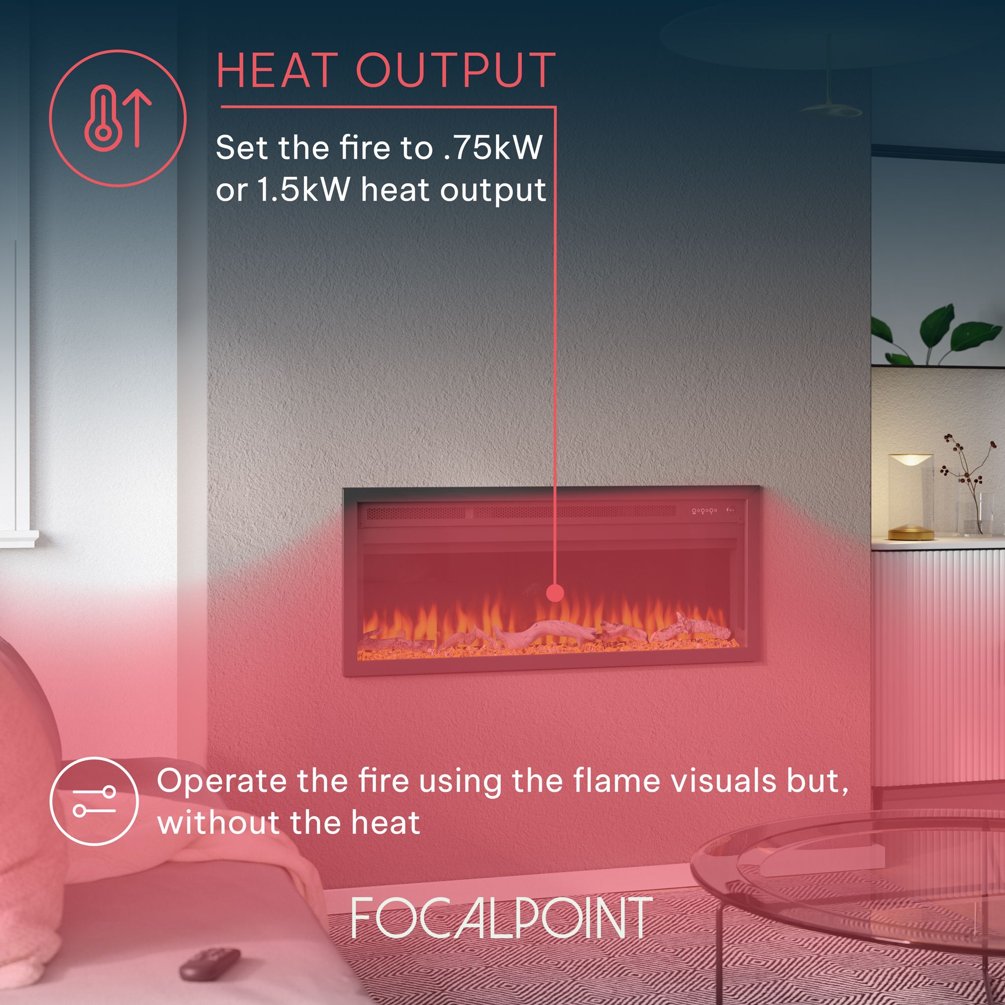 Focal Point Sasanoa 60" 1.5kW Matt Black Inset Electric Fire (H)455mm ...