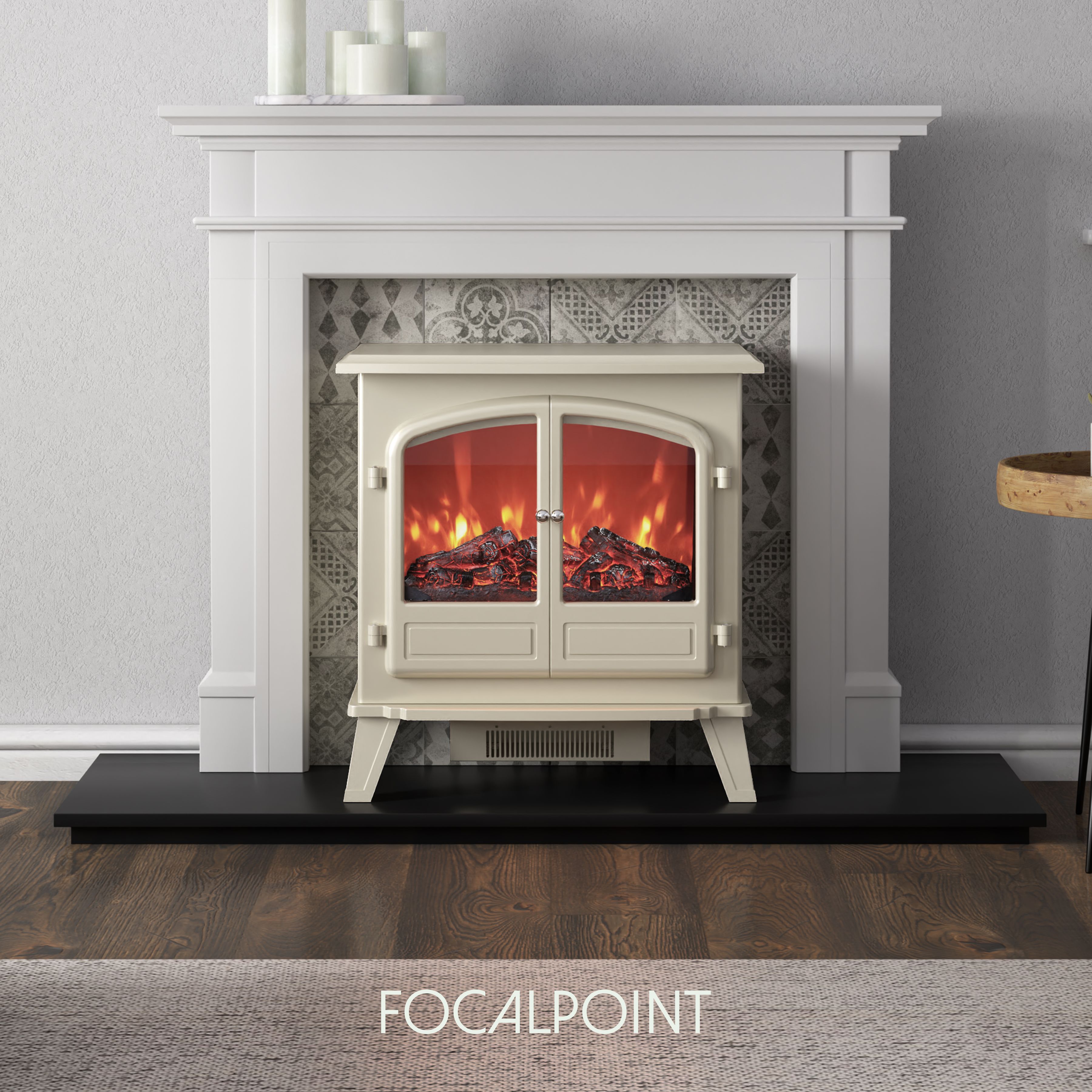Focal Point Weybourne 1850W Matt Cream Electric Stove (H)670mm (W)635mm