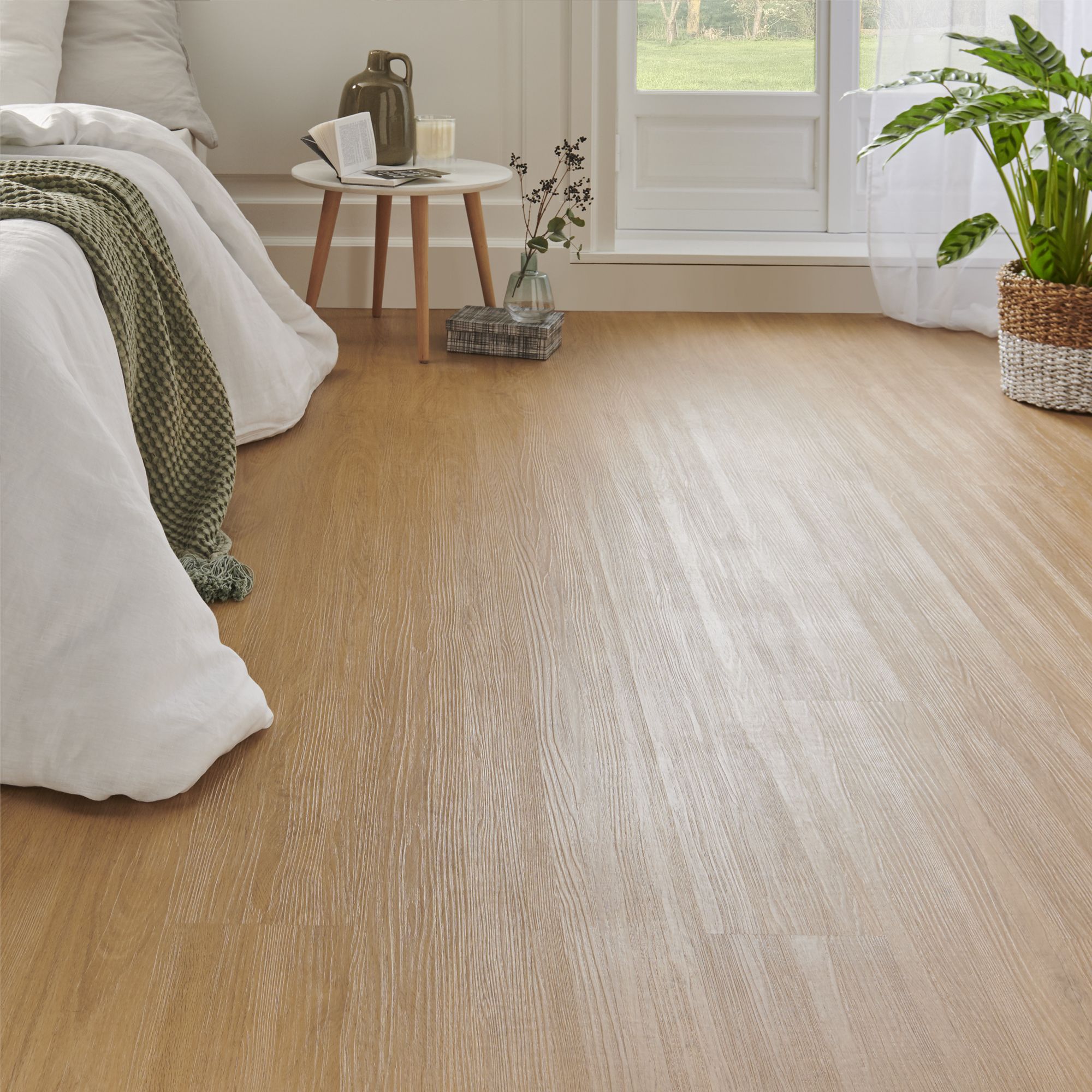 Folk Natural Textured Wood effect Textured Click vinyl Click flooring ...