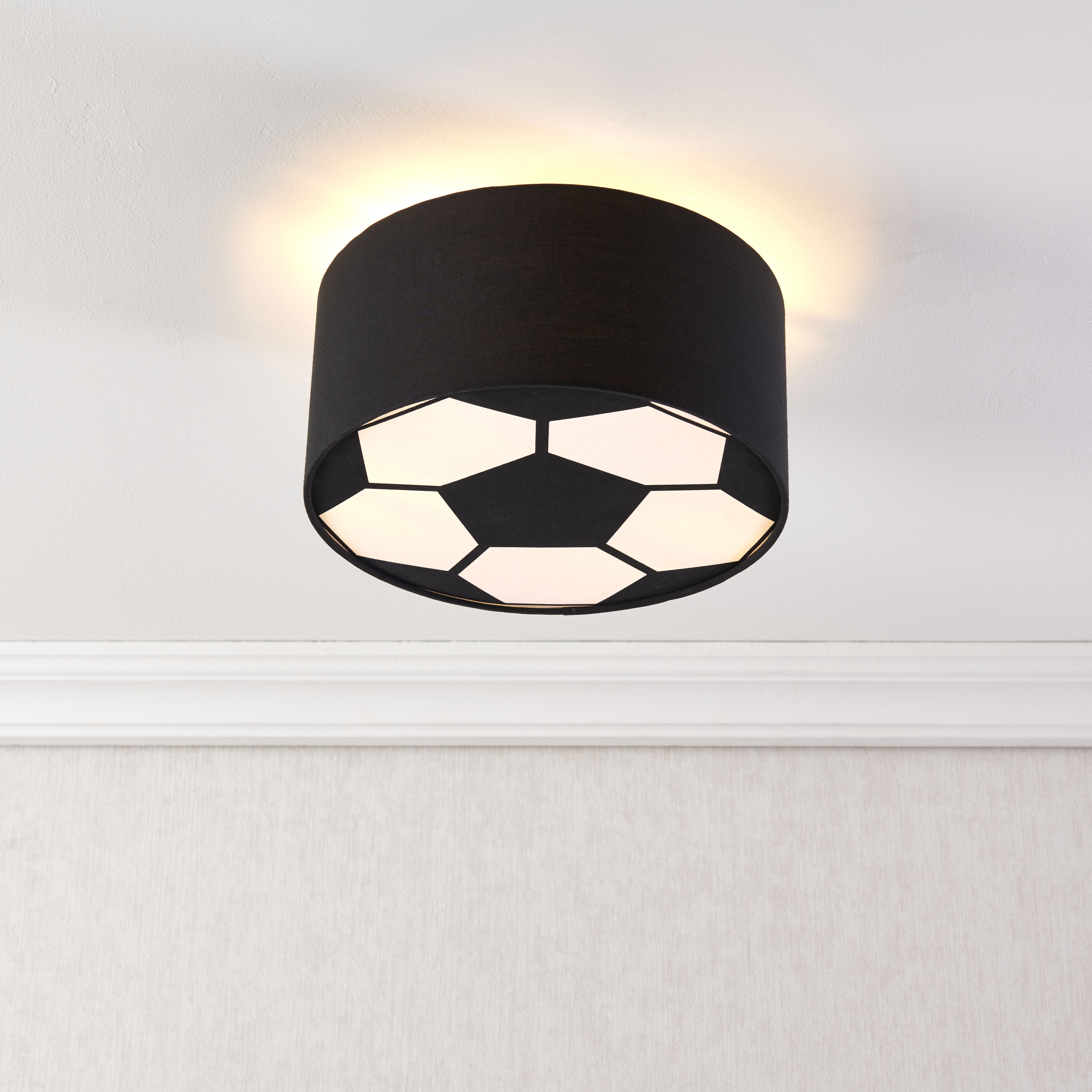 Football Matt Fabric & metal Black & white 2 Lamp Ceiling light