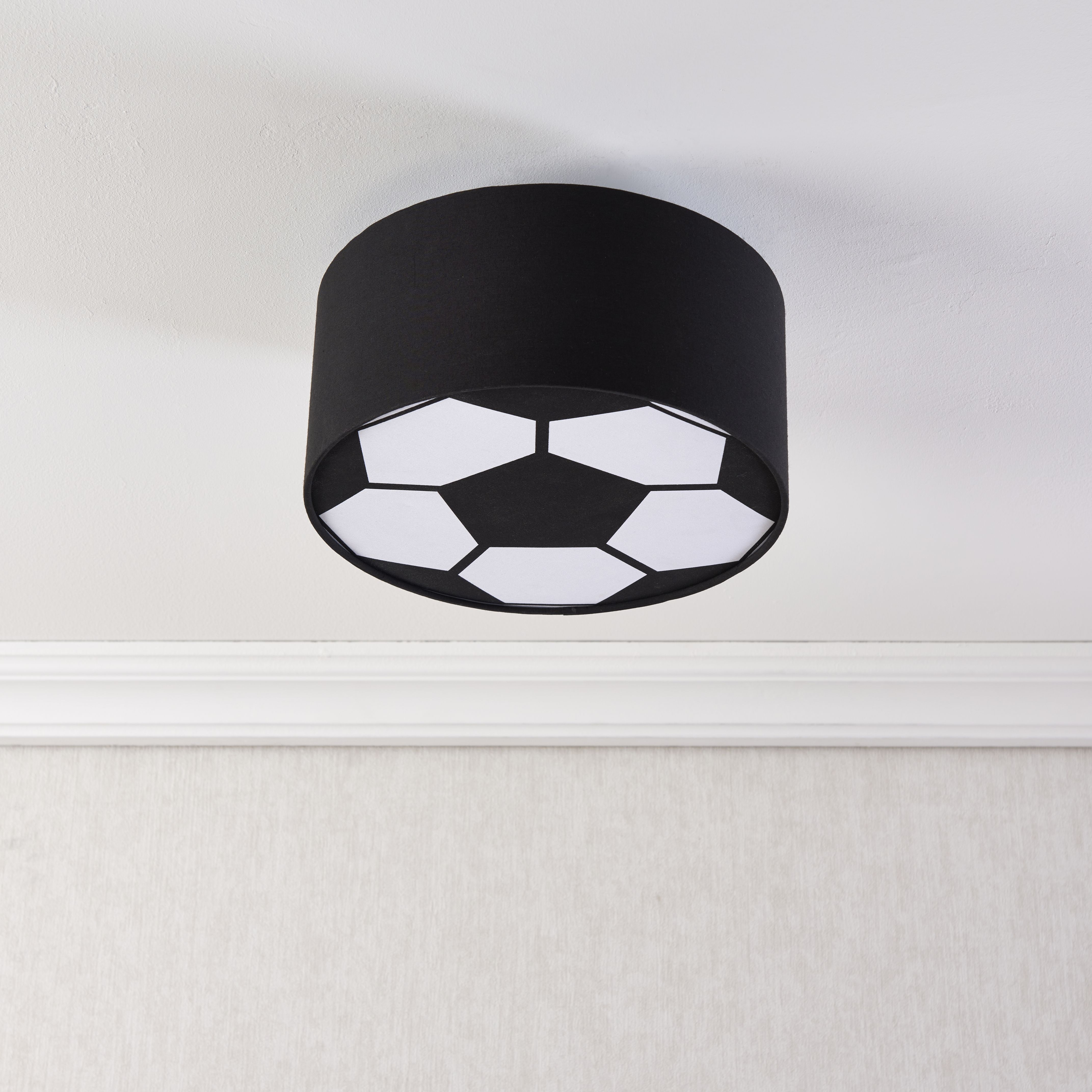 Football Matt Fabric & metal Black & white 2 Lamp Ceiling light