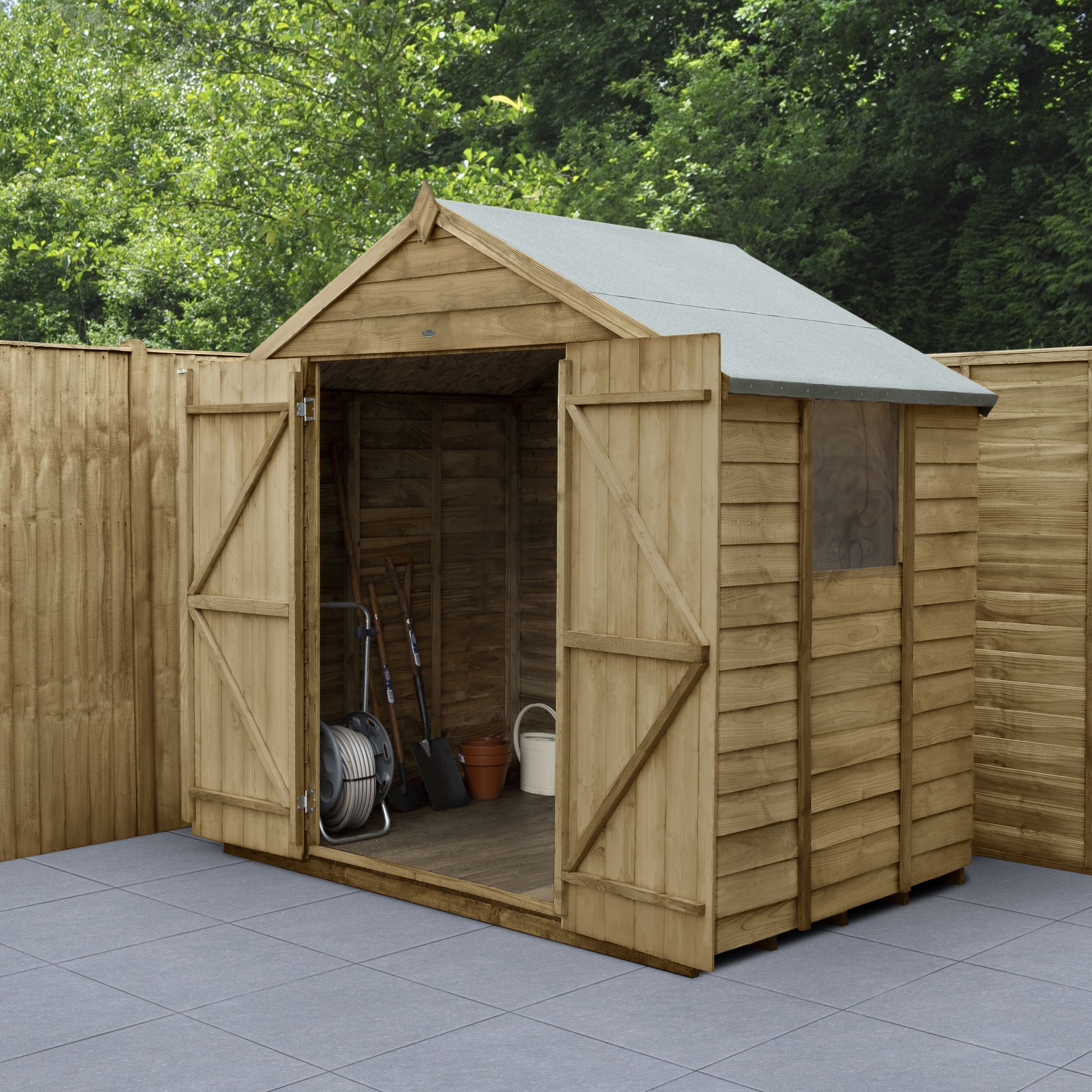 Forest Garden 7x5 ft Apex Wooden 2 door Shed with floor & 1 window ...