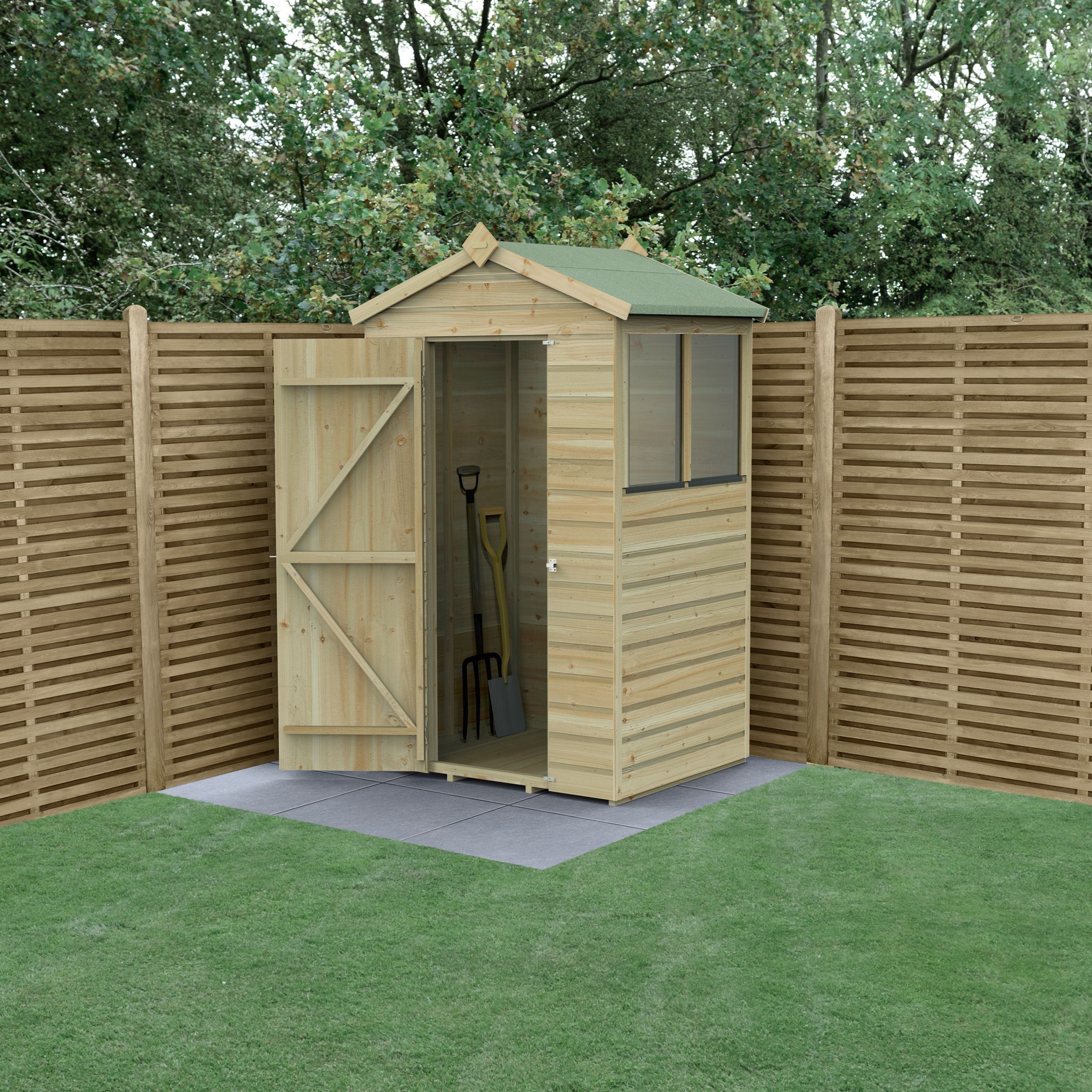 Forest Garden Beckwood 4x3 ft Apex Natural timber Wooden Shed with ...