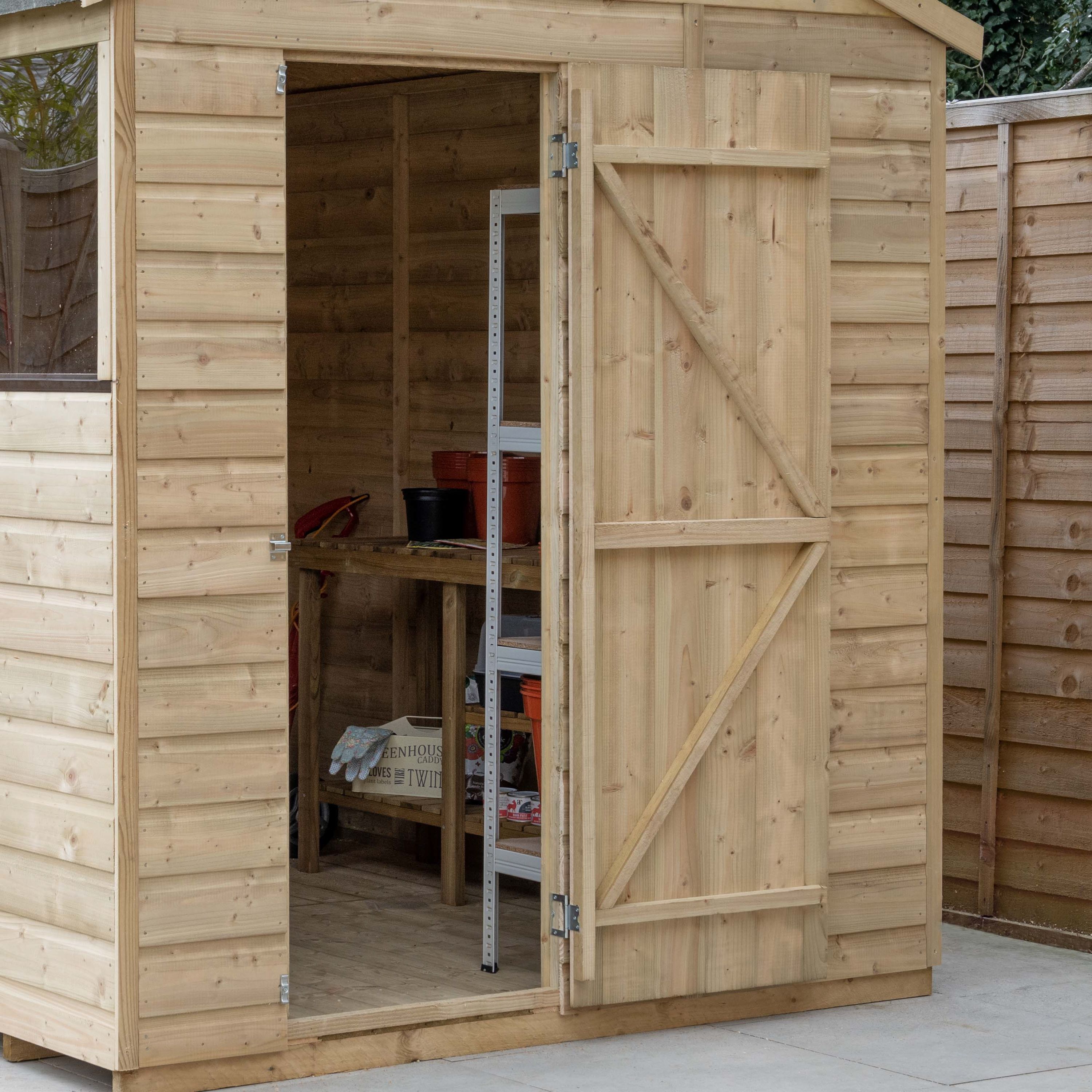 Forest Garden Beckwood Shiplap 6x3 ft Pent Natural timber Wooden ...