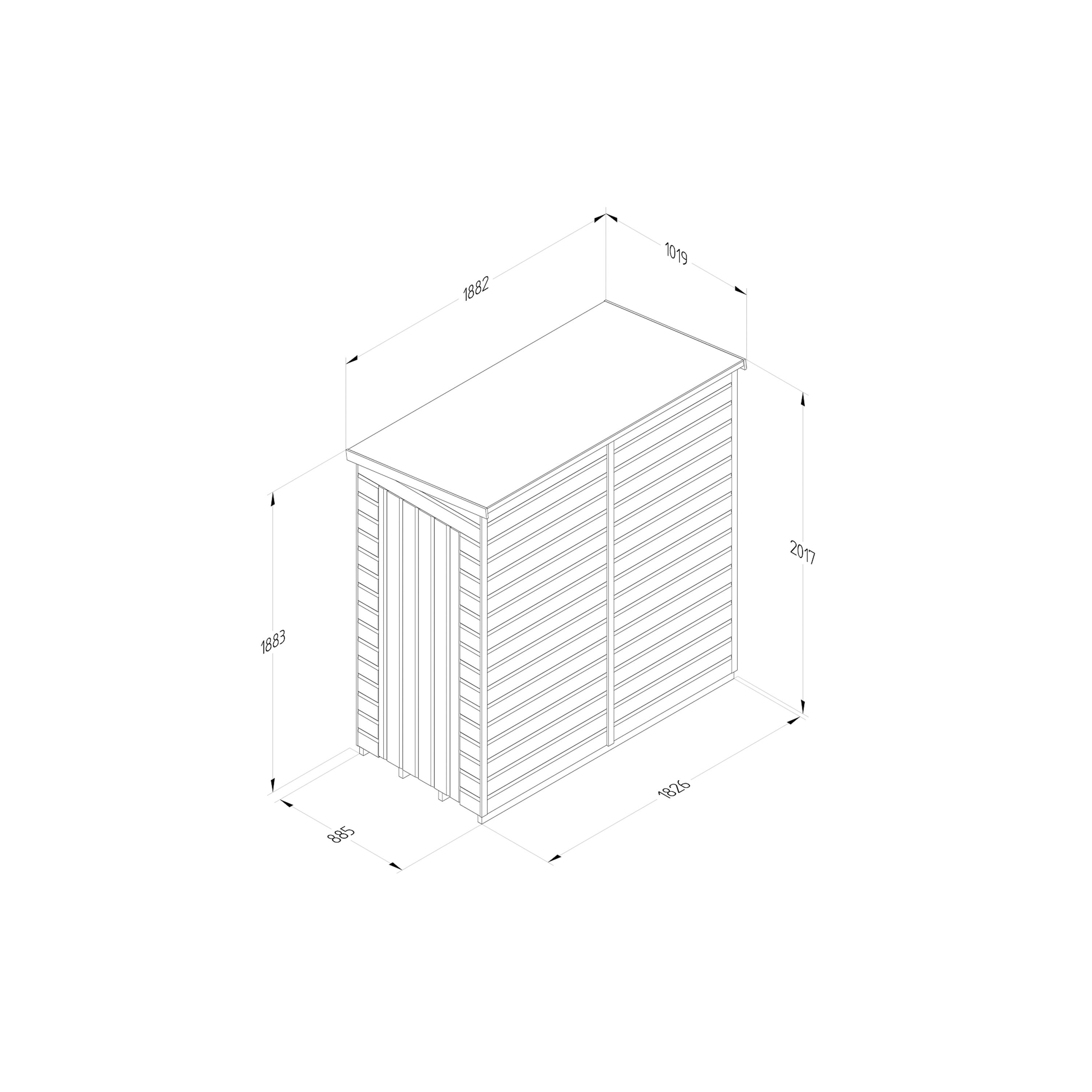 Forest Garden Beckwood Shiplap 6x3 ft Pent Natural timber Wooden ...