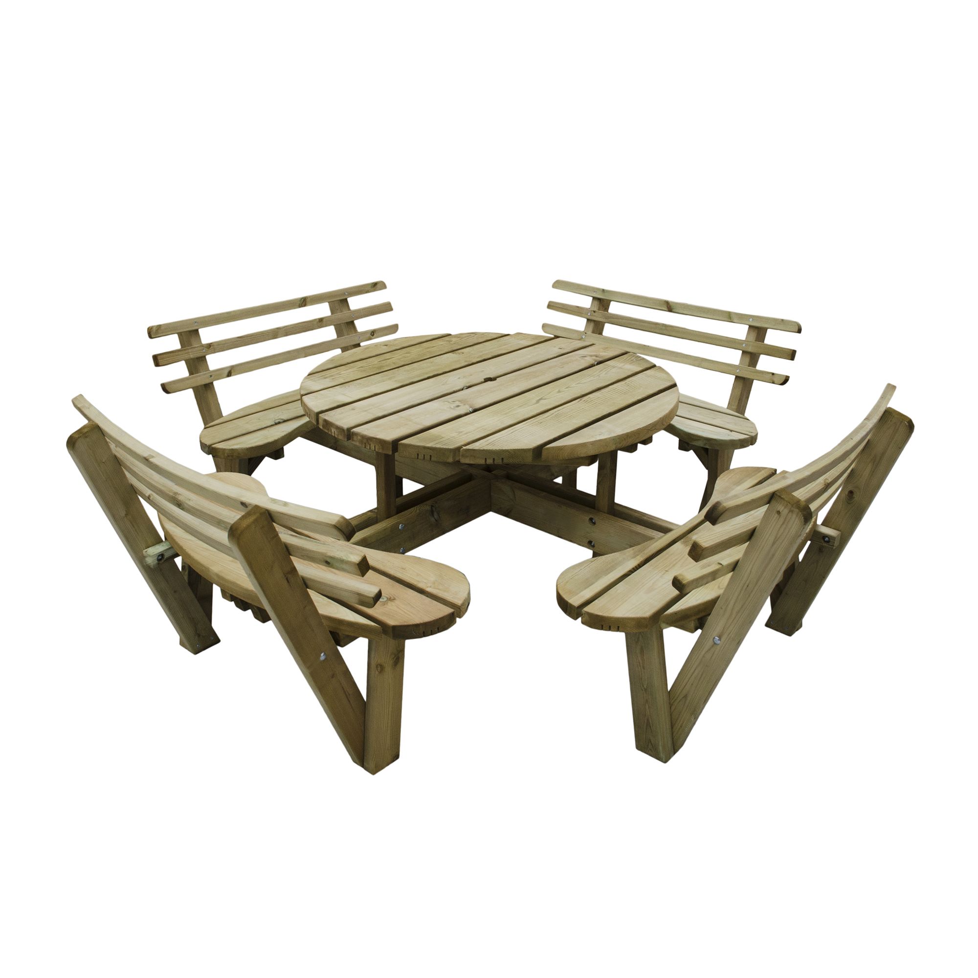 Forest Garden Circular natural timber Non-extendable Round Picnic table ...