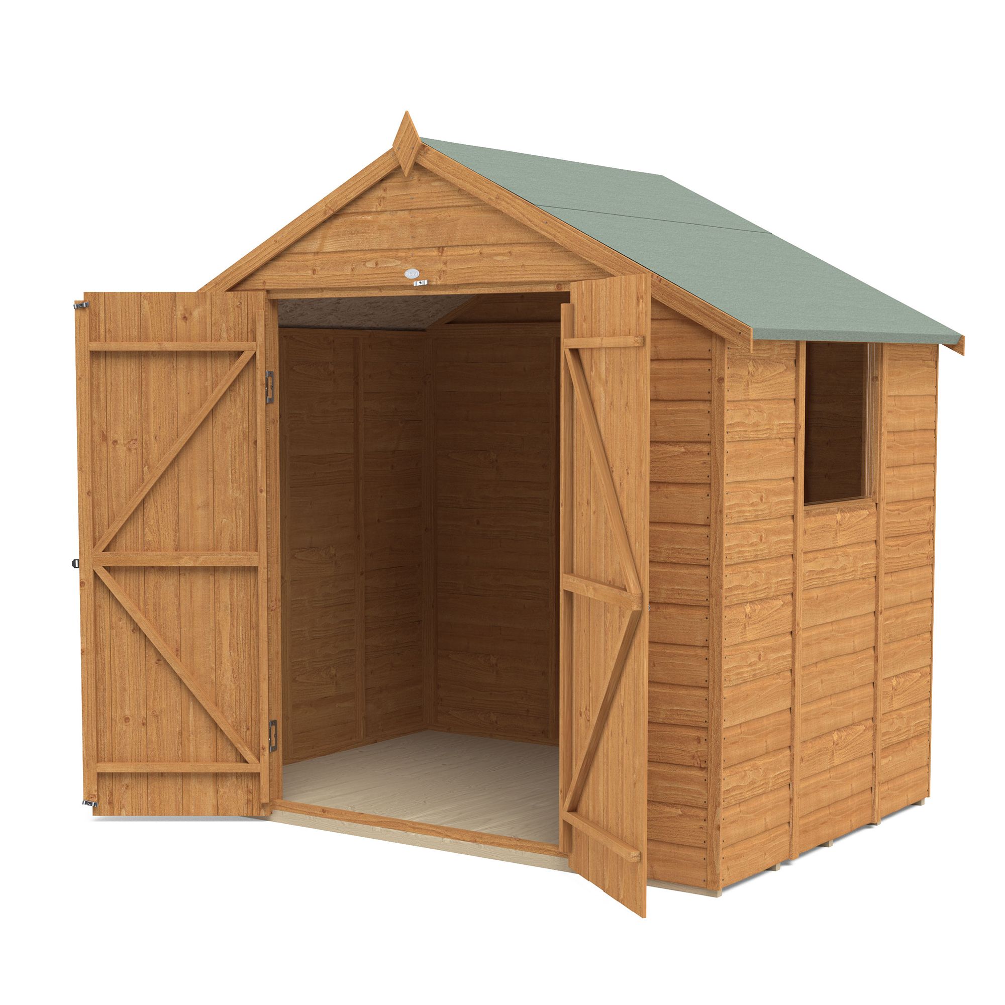 Forest Garden Delamere 7x5 ft Apex Wooden 2 door Shed with floor & 1 window