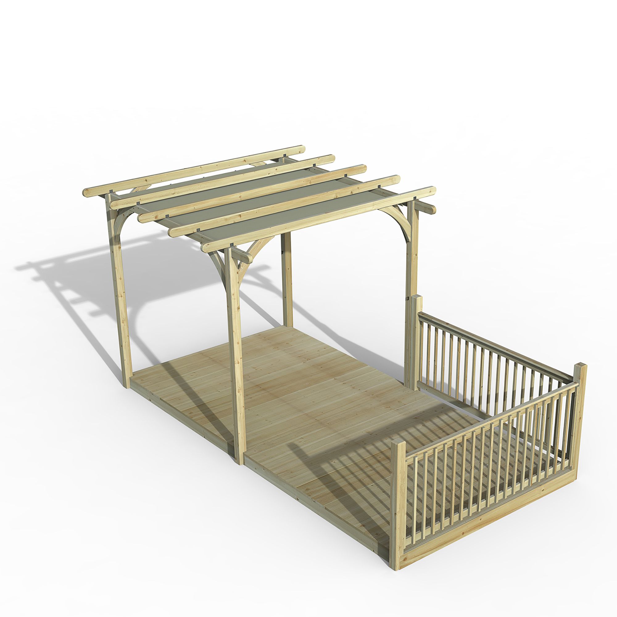 Forest Garden Grey Rectangular Pergola & decking kit, x3 Post x2 ...