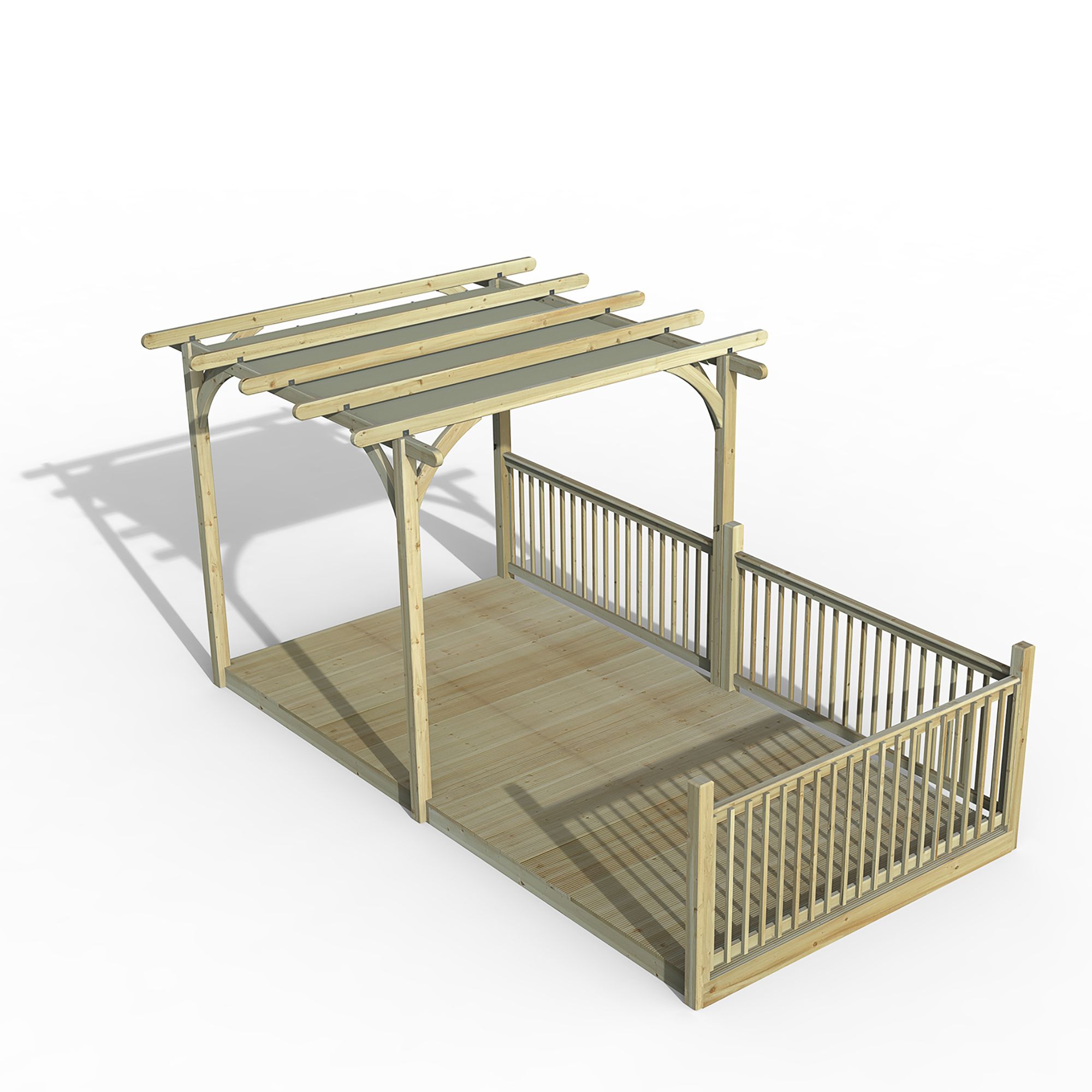 Forest Garden Grey Rectangular Pergola & decking kit, x3 Post x3 ...