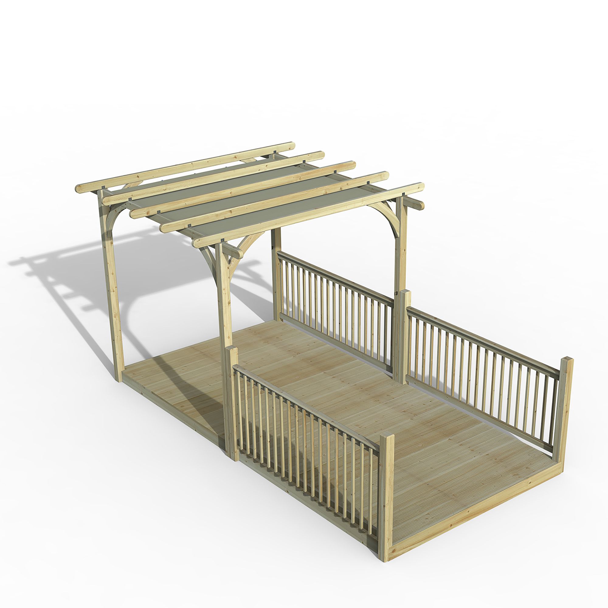 Forest Garden Grey Rectangular Pergola & decking kit, x4 Post x3 ...